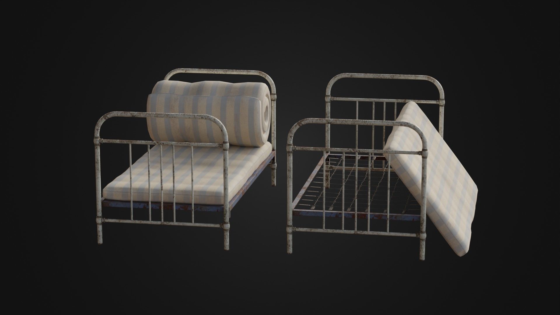3D model Soviet Hospital Bed with Mattress VR / AR / low-poly | CGTrader