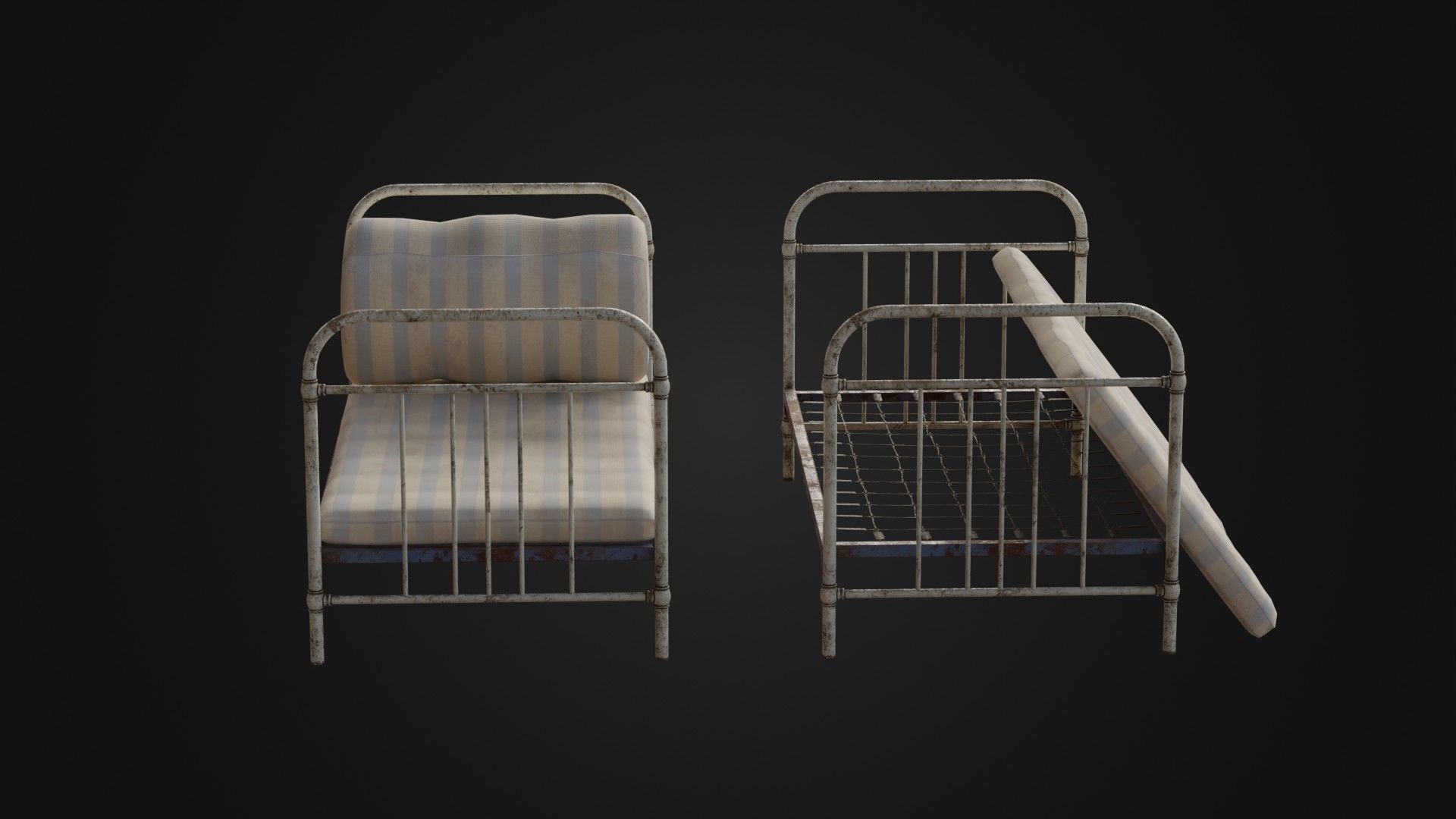 3D model Soviet Hospital Bed with Mattress VR / AR / low-poly | CGTrader