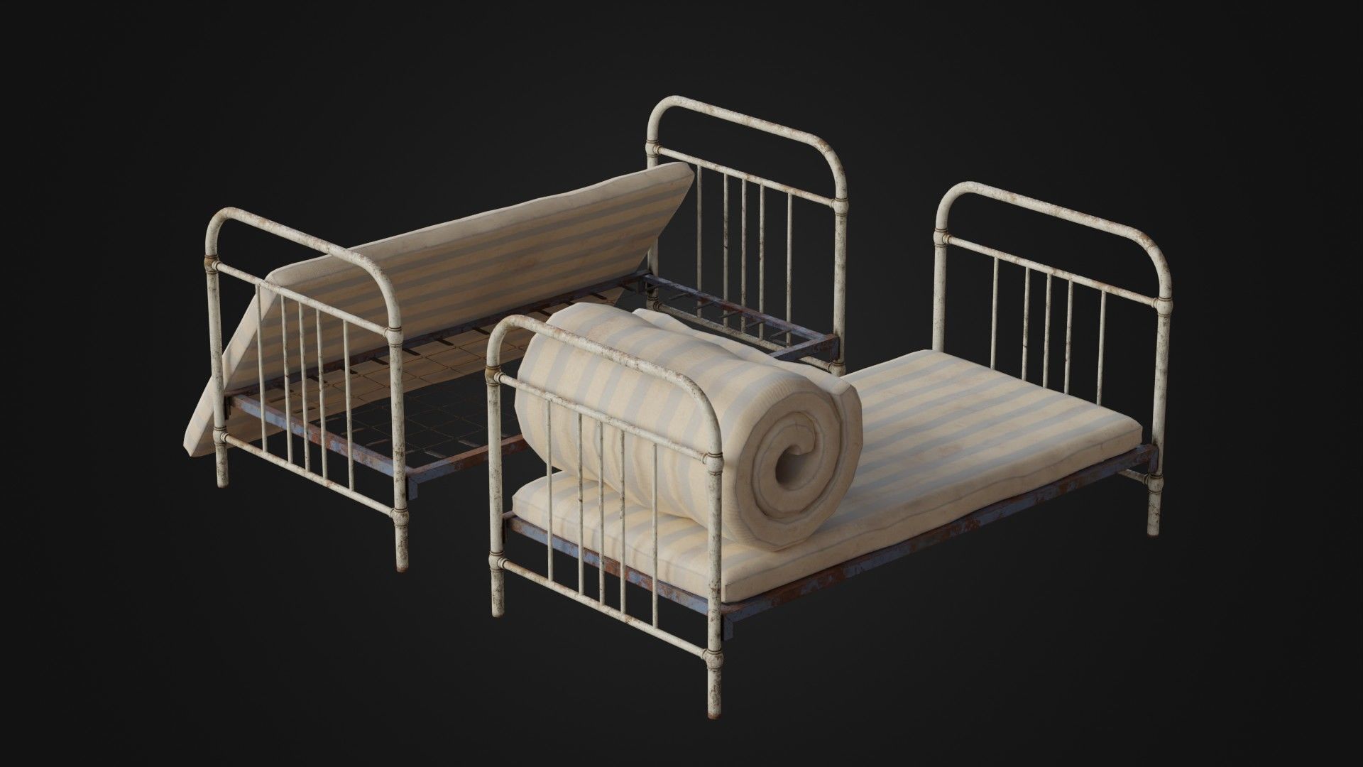 3D model Soviet Hospital Bed with Mattress VR / AR / low-poly | CGTrader