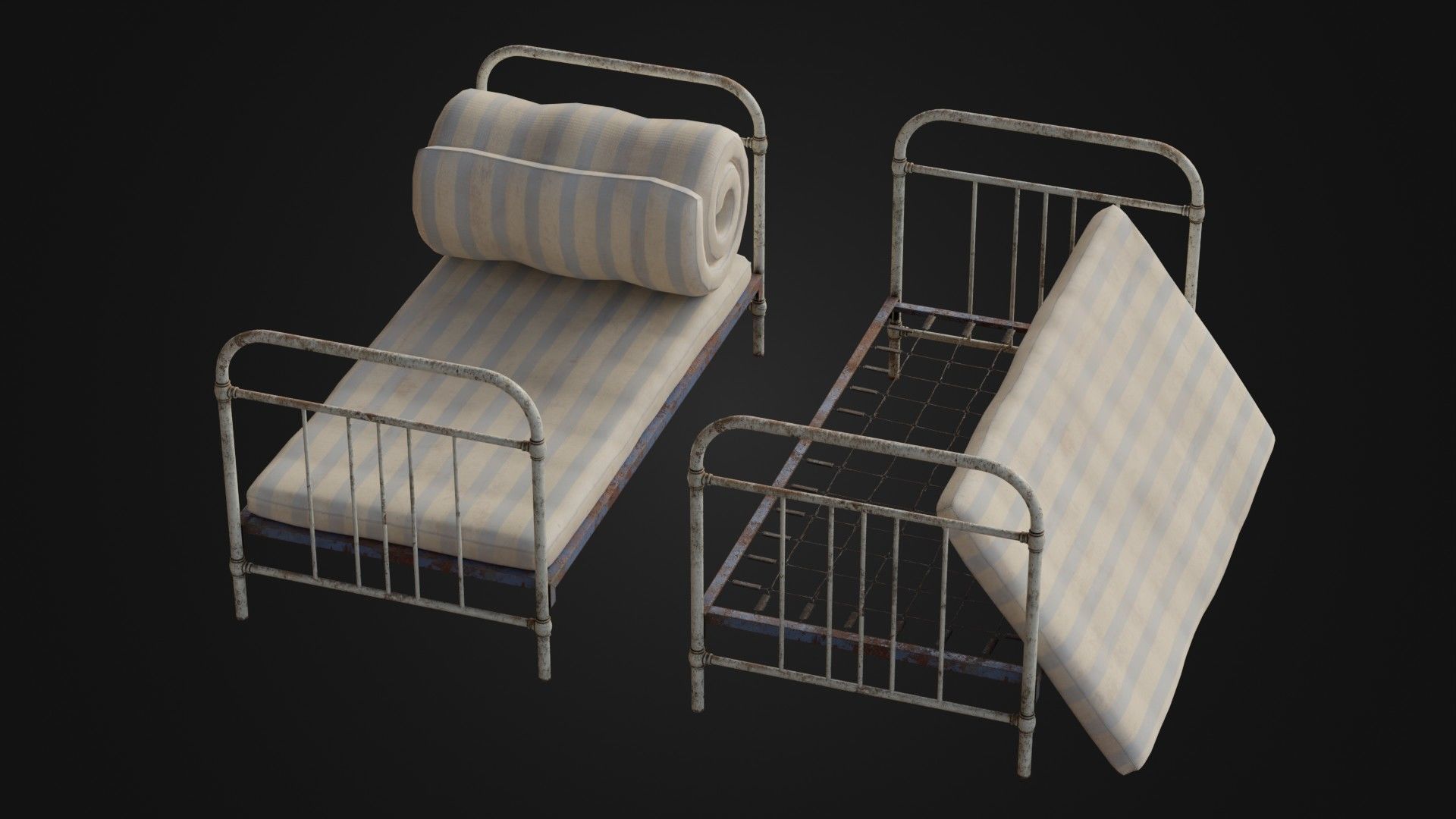 3D model Soviet Hospital Bed with Mattress VR / AR / low-poly | CGTrader