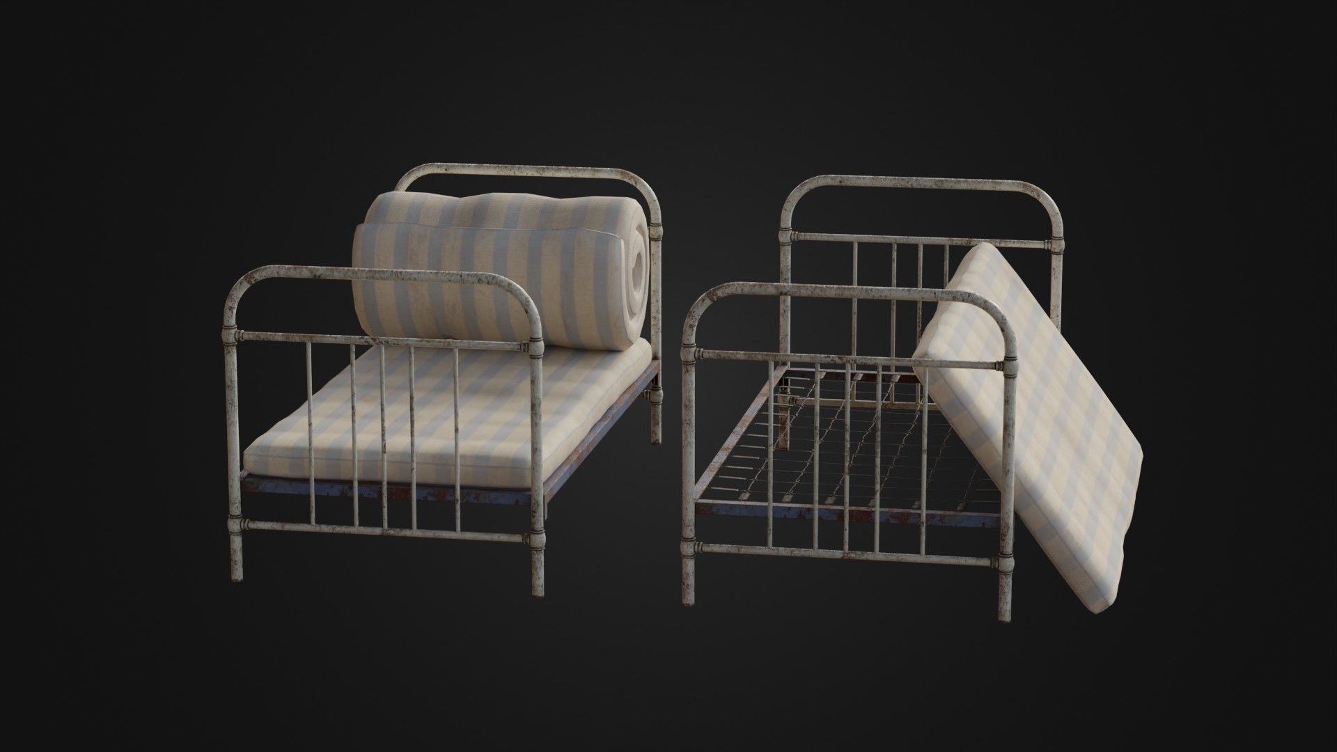3D model Soviet Hospital Bed with Mattress VR / AR / low-poly | CGTrader