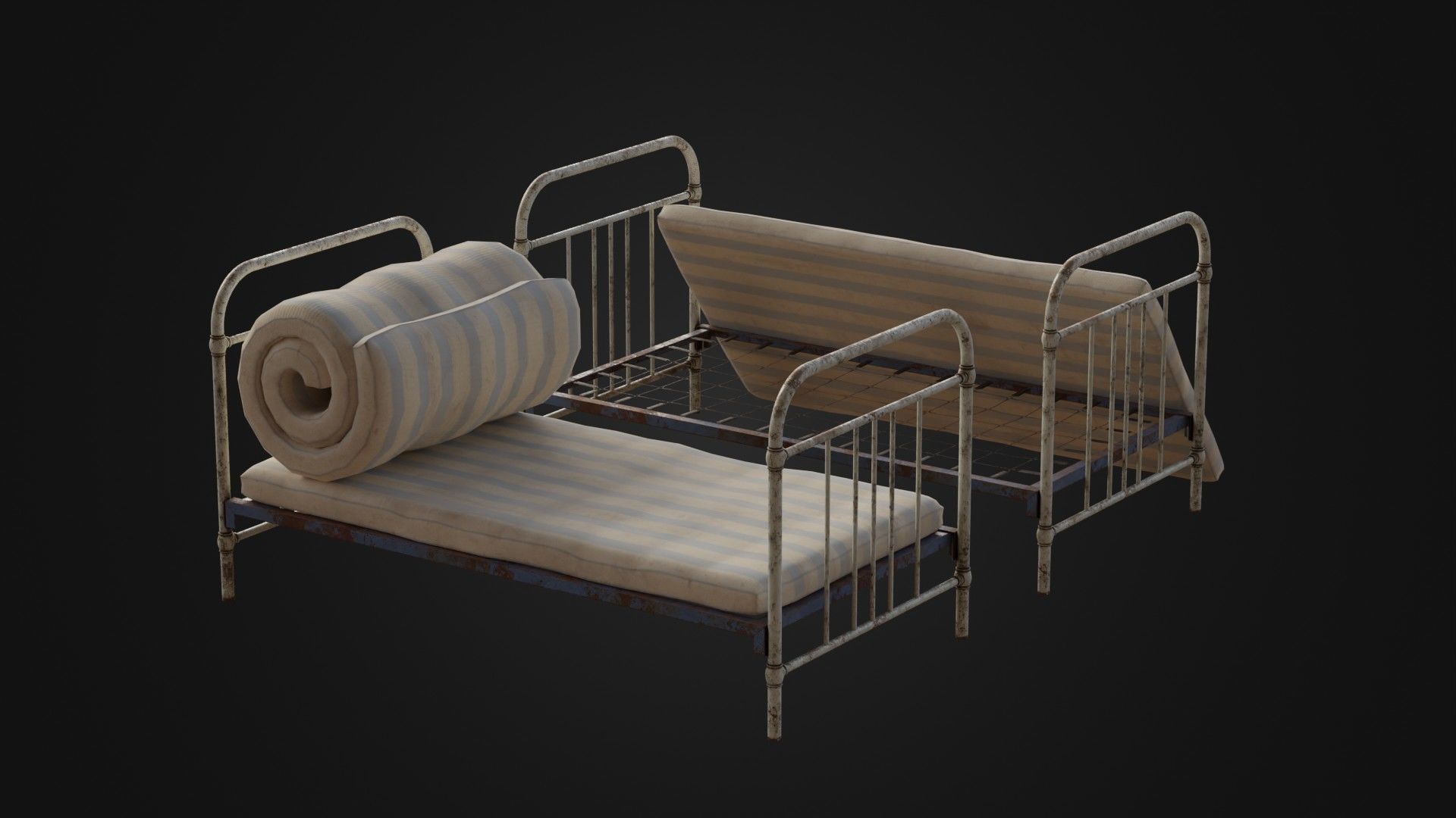 3D model Soviet Hospital Bed with Mattress VR / AR / low-poly | CGTrader