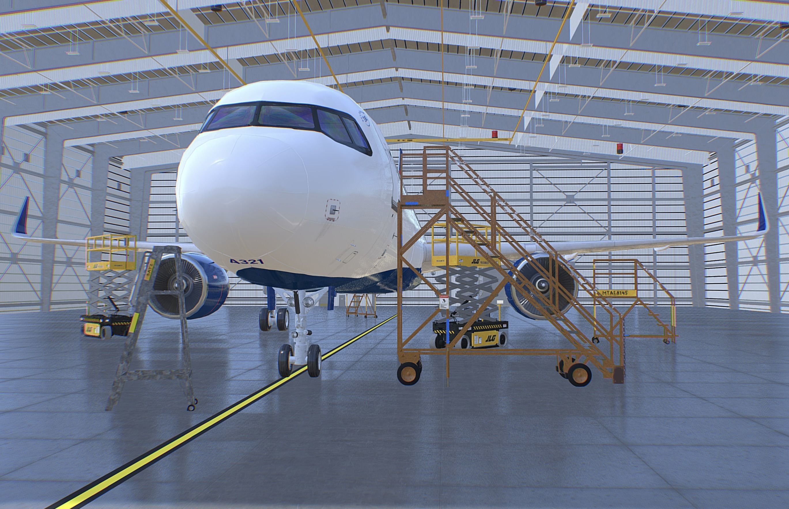 3D model Delta Airlines Maintenance Hangar A321Neo VR / AR / low-poly ...