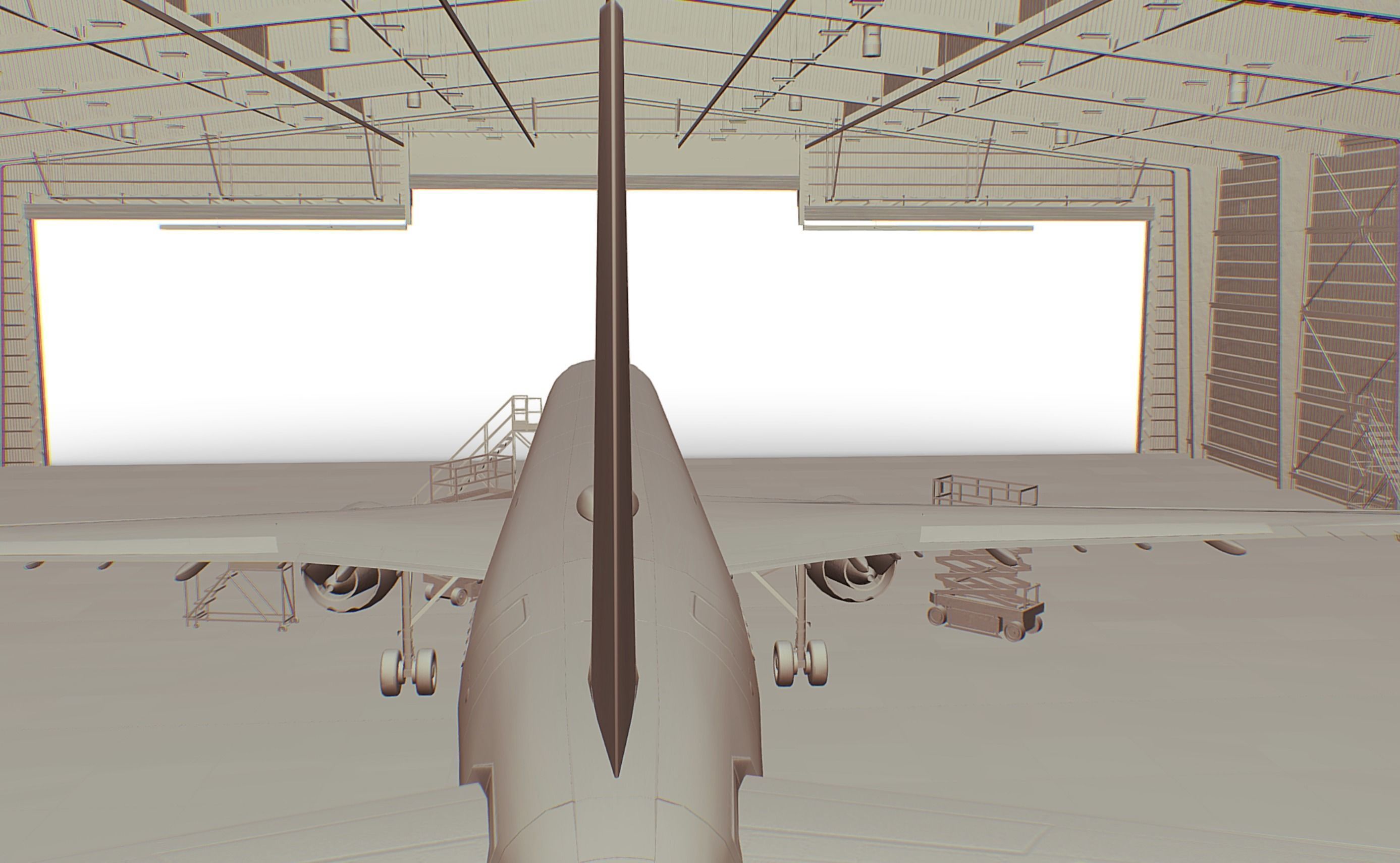 3D model Delta Airlines Maintenance Hangar A321Neo VR / AR / low-poly ...