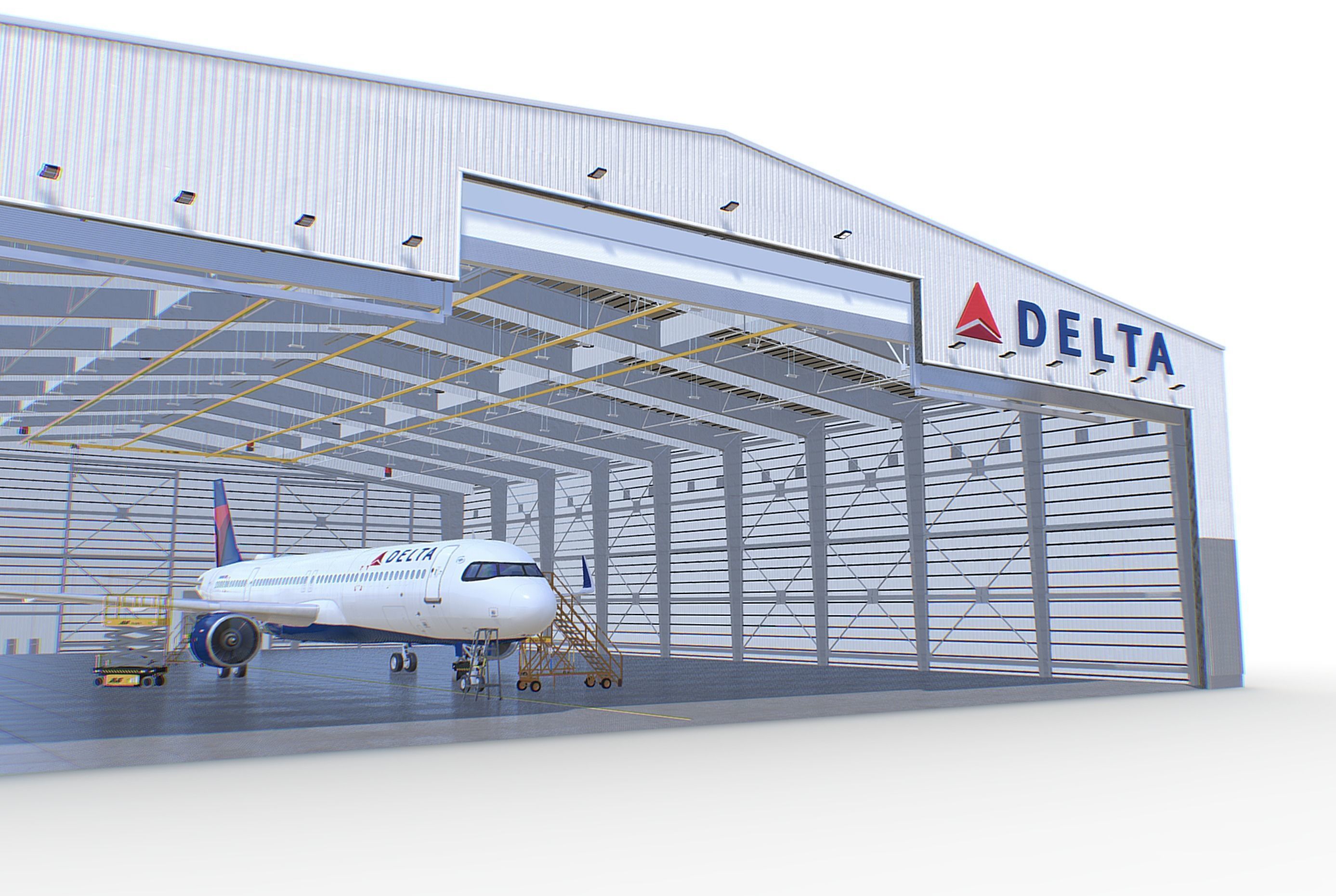 3D model Delta Airlines Maintenance Hangar A321Neo VR / AR / low-poly ...