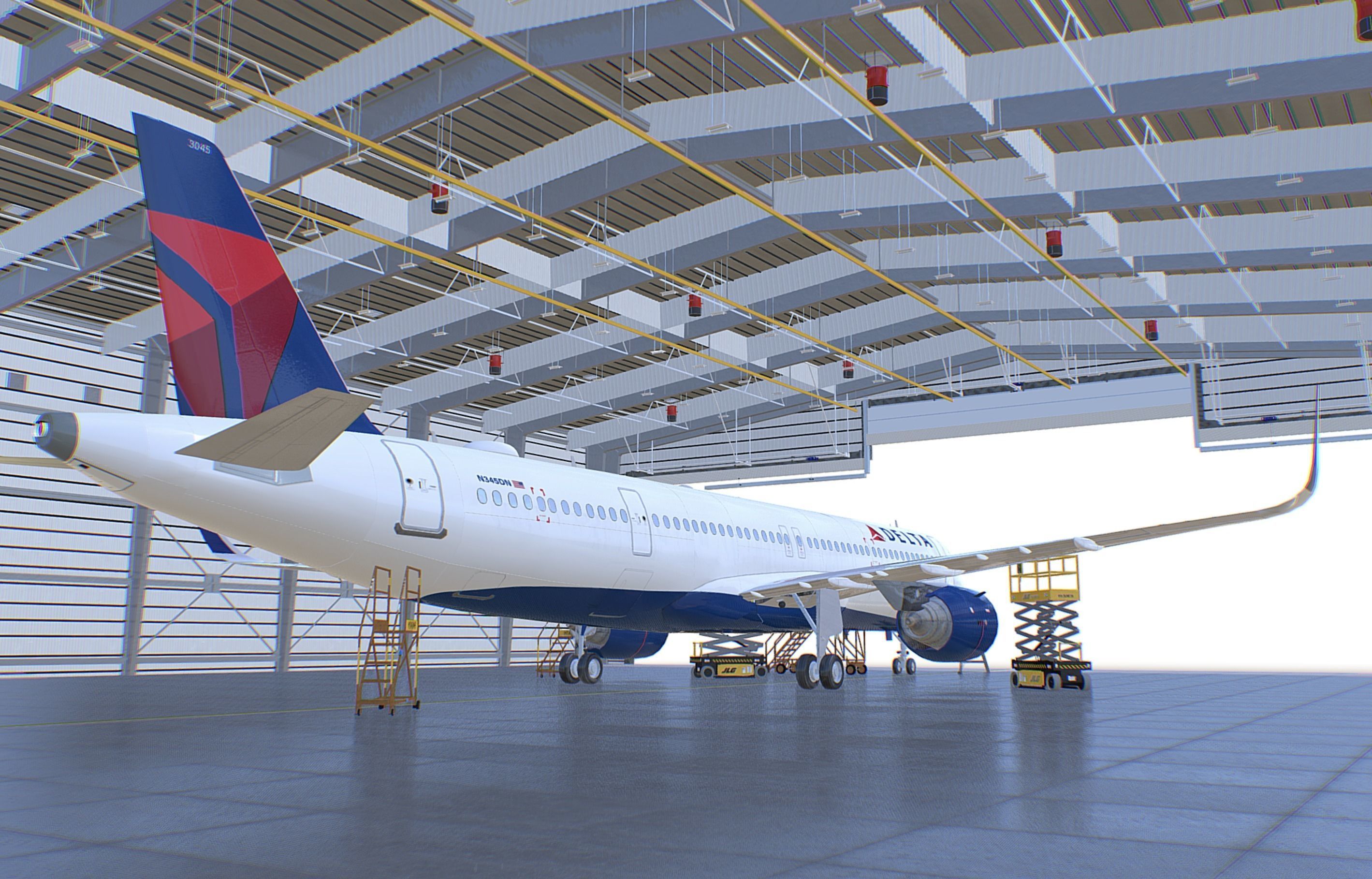 3D model Delta Airlines Maintenance Hangar A321Neo VR / AR / low-poly ...