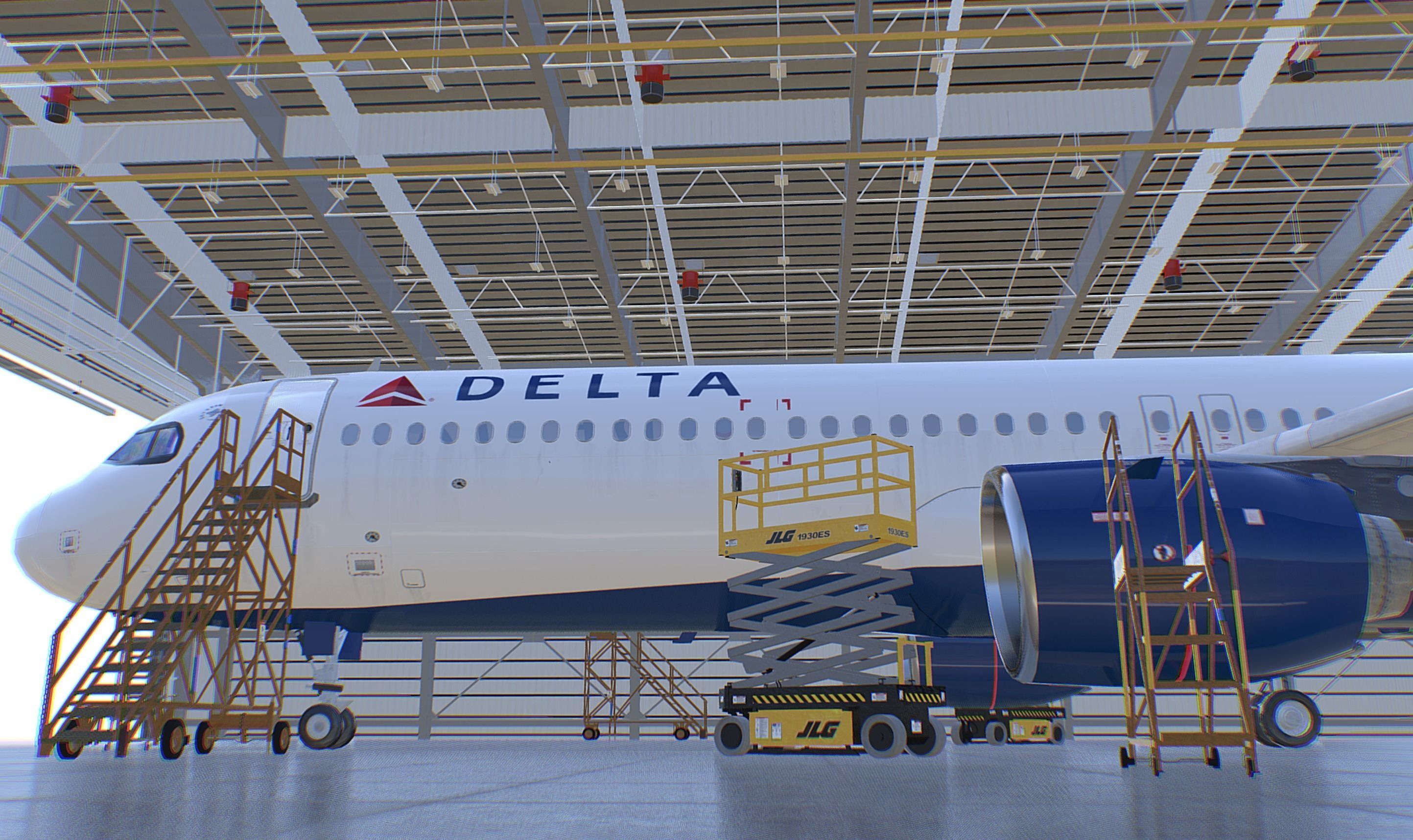 3D model Delta Airlines Maintenance Hangar A321Neo VR / AR / low-poly ...