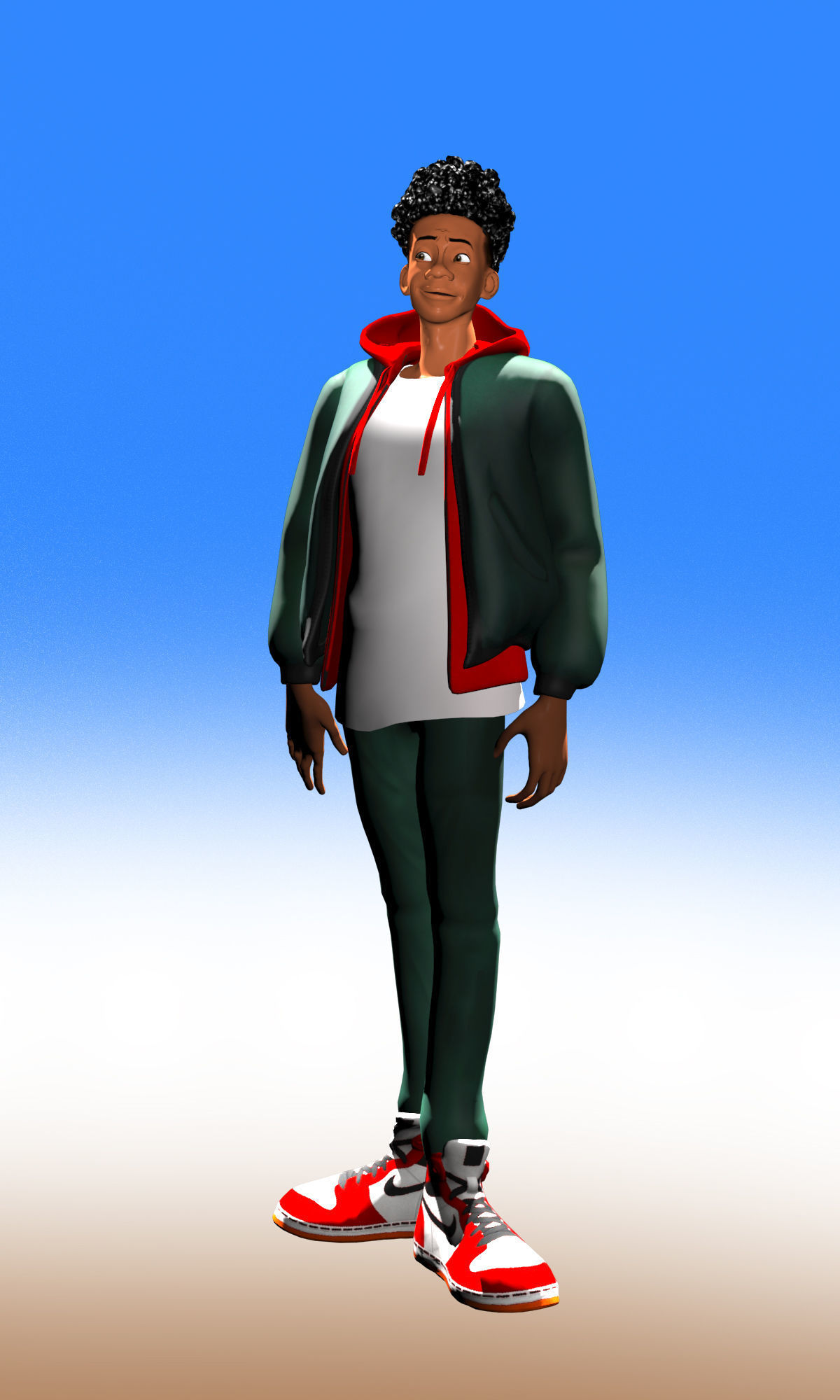 3D model Miles Morales collection ragged morphed animated VR / AR / low ...