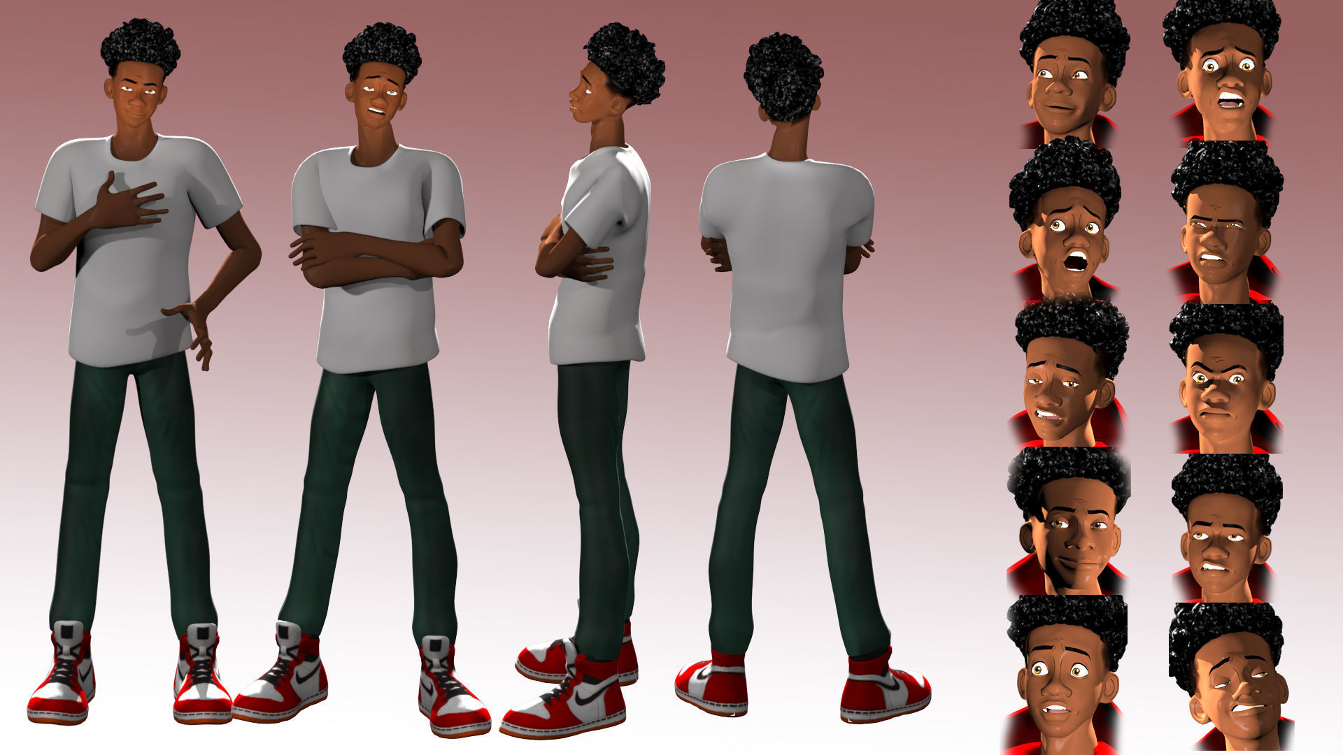3D model Miles Morales collection ragged morphed animated VR / AR / low ...