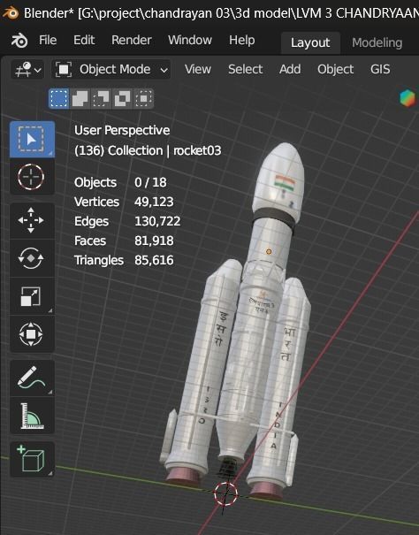 3D model ISRO LVM 3 ROCKET ALONG WITH CHANDRAYAAN 3 MODULES VR / AR ...