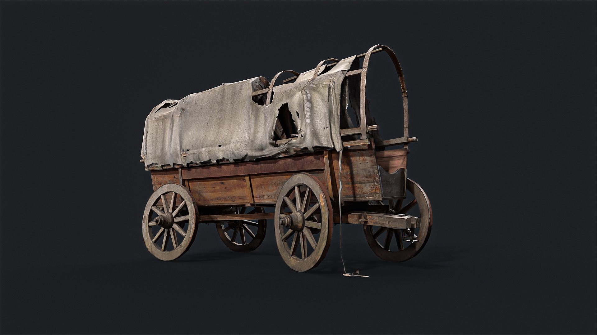 3D model Covered Wagon Model Game Ready Kitbash Textured VR / AR / low ...