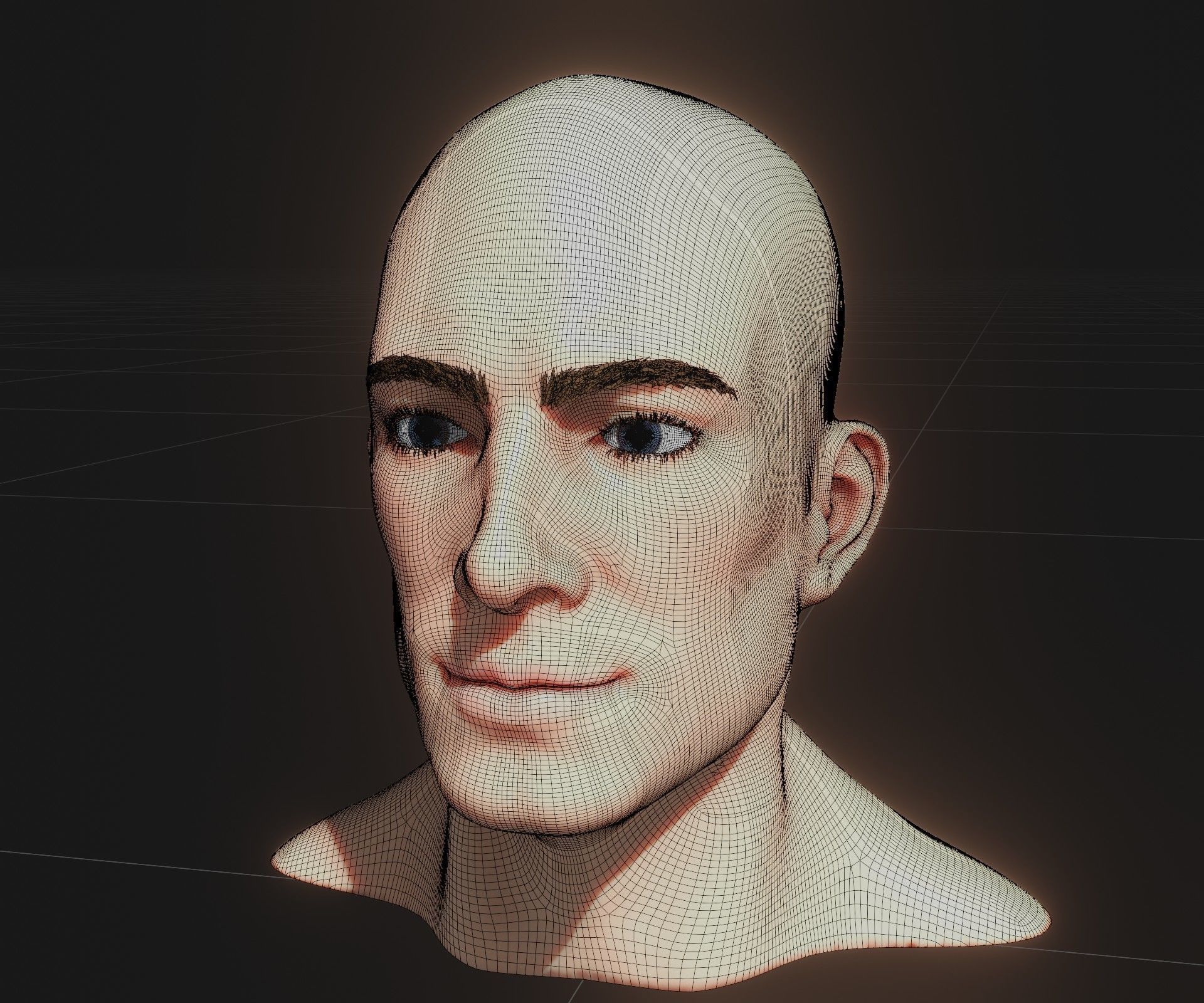 3D model Realistic Male Head 3D Model Animated with Facial Expressions VR / AR / low-poly rigged ...
