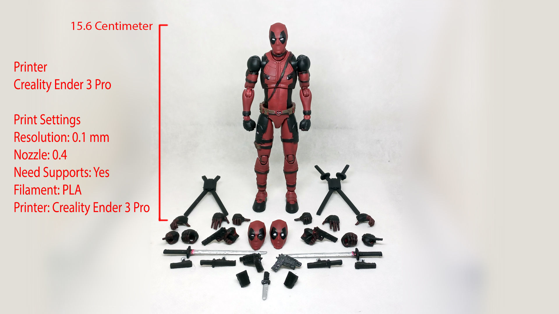 Deadpool articulated action figure 3D model 3D printable | CGTrader