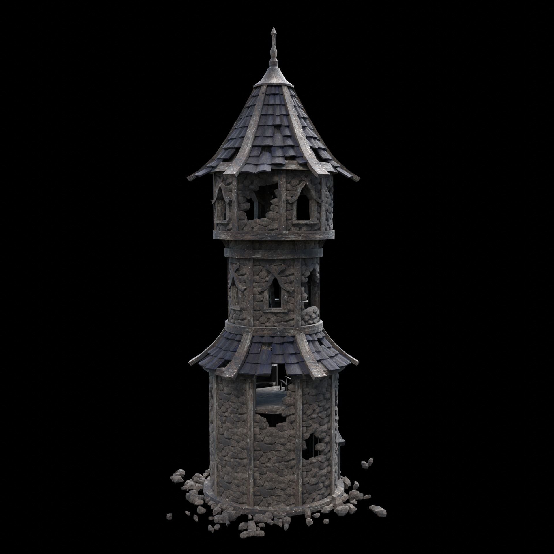 3D model RUINED MAGE WIZARD TOWER ANCIENT MAGIC TURRET CASTLE RUINS AAA ...
