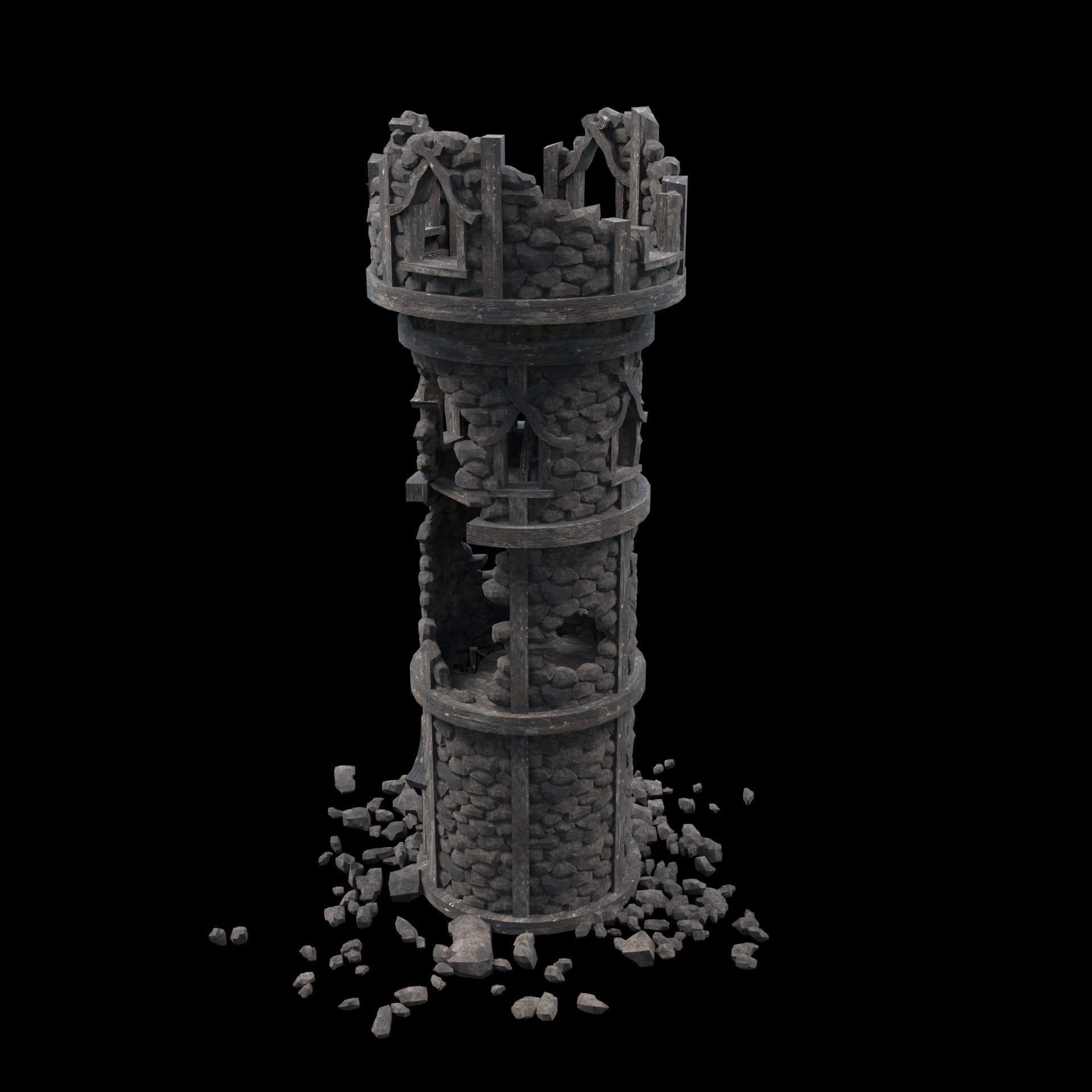 3D model RUINED MAGE WIZARD TOWER ANCIENT MAGIC TURRET CASTLE RUINS AAA ...