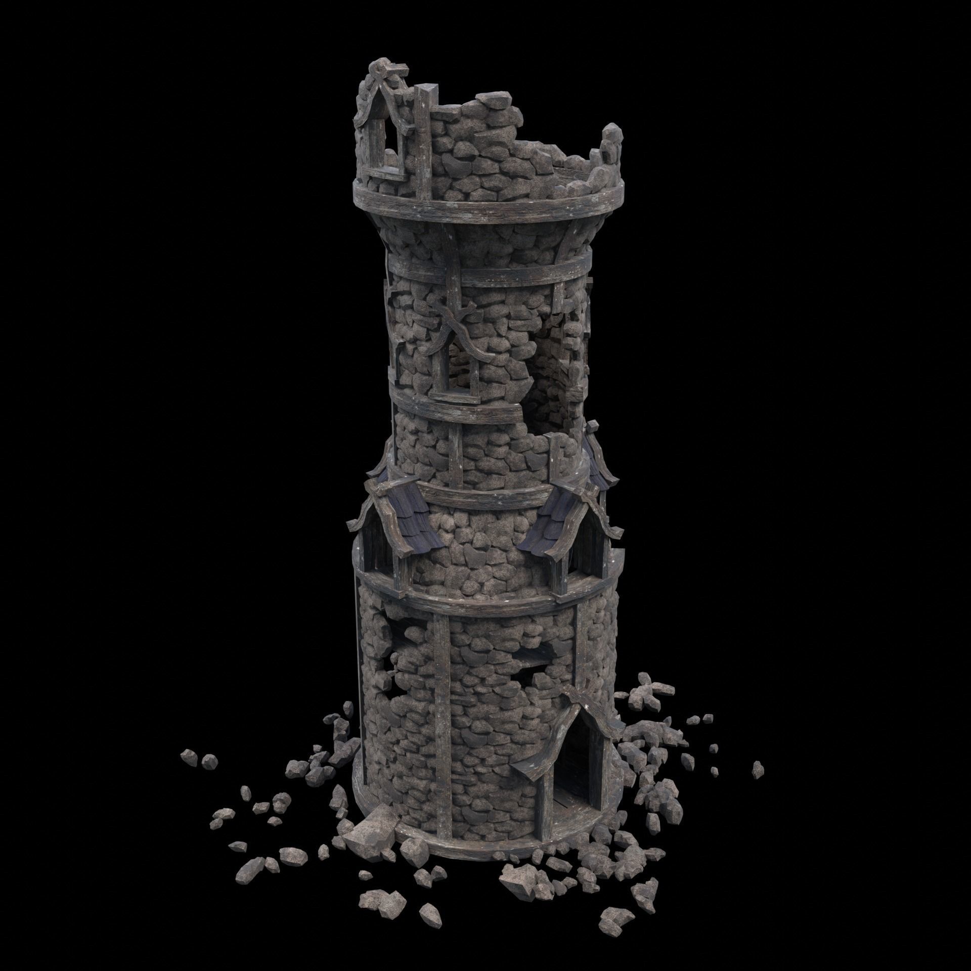 3D model RUINED MAGE WIZARD TOWER ANCIENT MAGIC TURRET CASTLE RUINS AAA ...