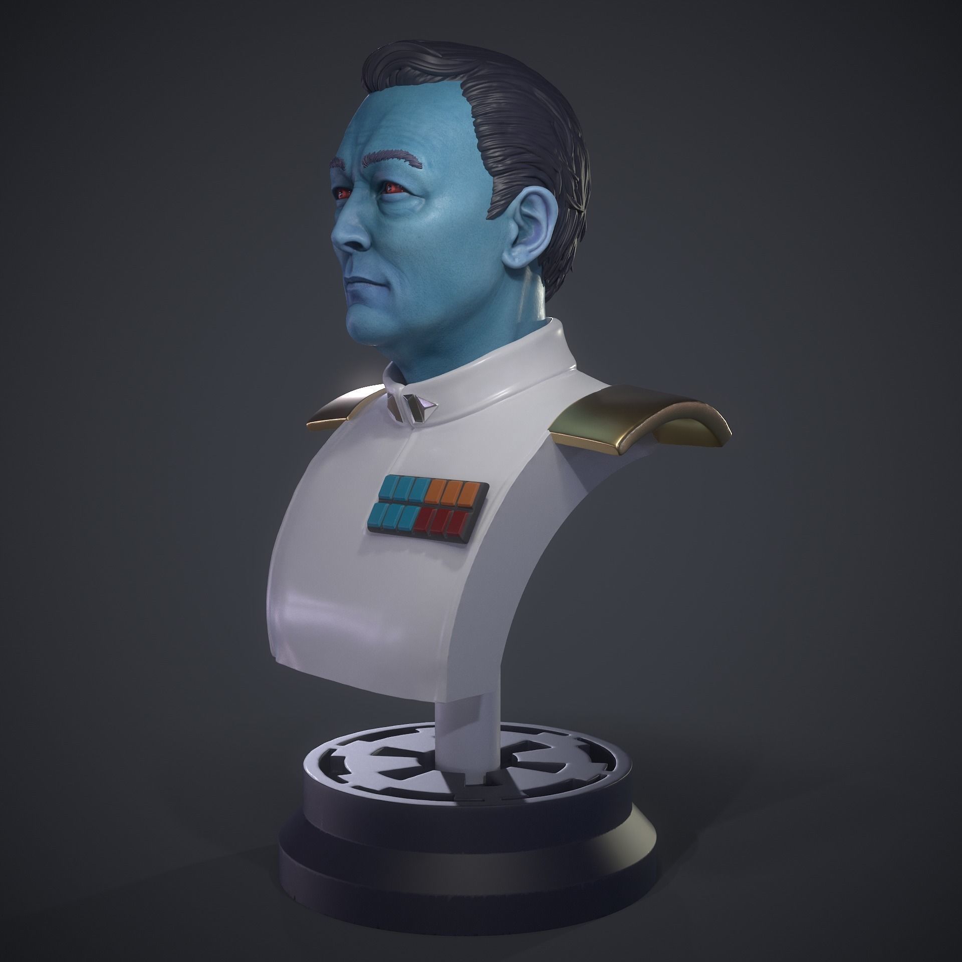 Grand Admiral Thrawn - Bust 3D model 3D printable | CGTrader