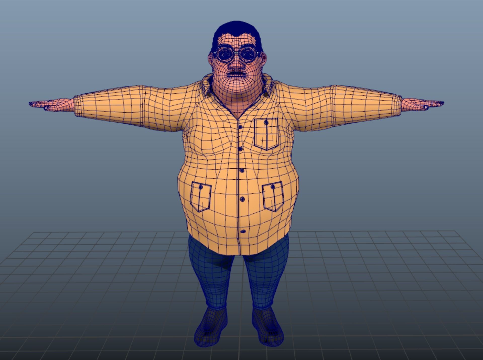 3D TOONY CHARACTER LOPOLY RIGGED FAT MAN MAYA model 3D model rigged ...