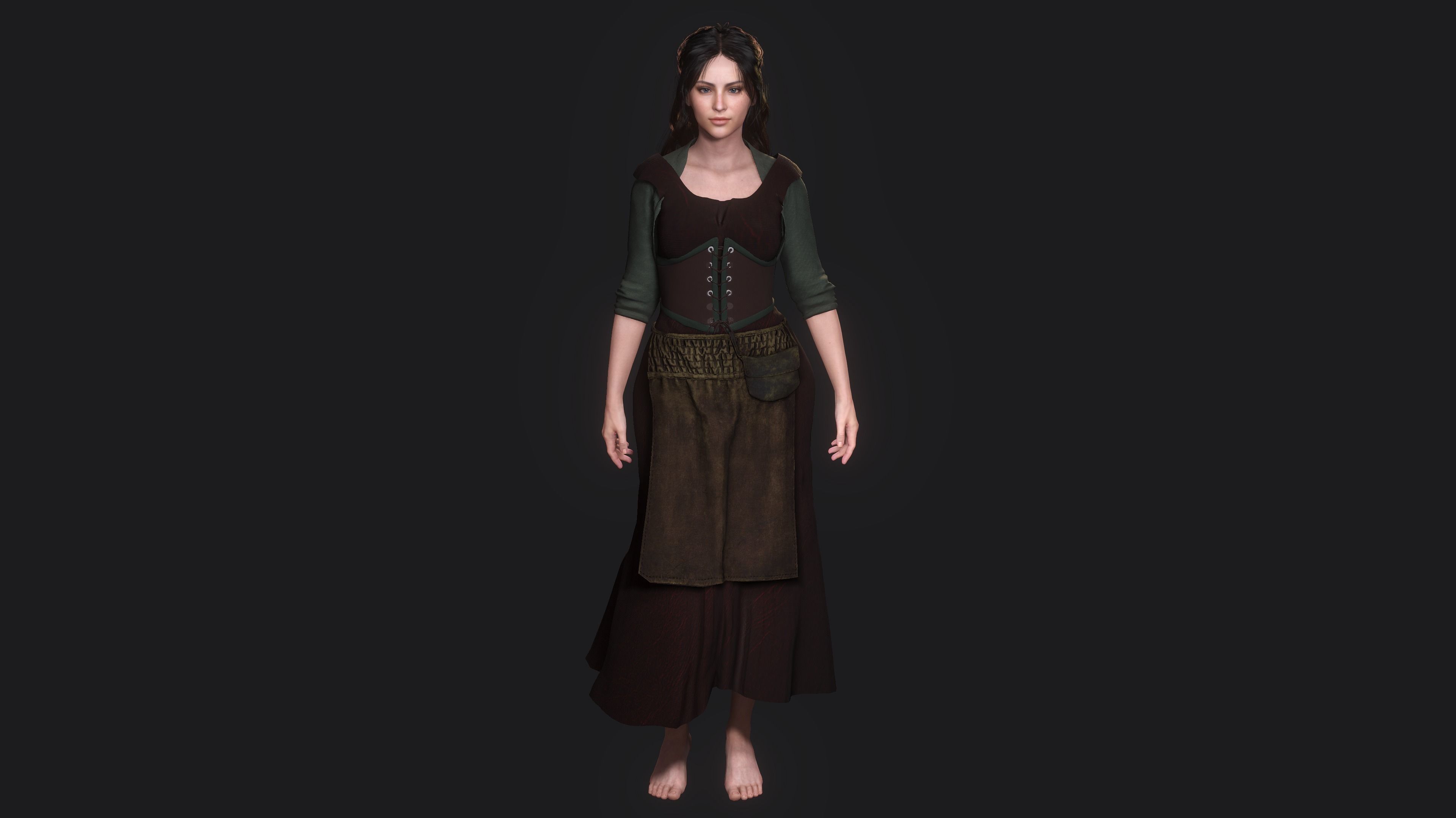 3D model AAA 3D MEDIEVAL CHARACTER - YOUNG MEAT BUTCHER GIRL VR / AR ...