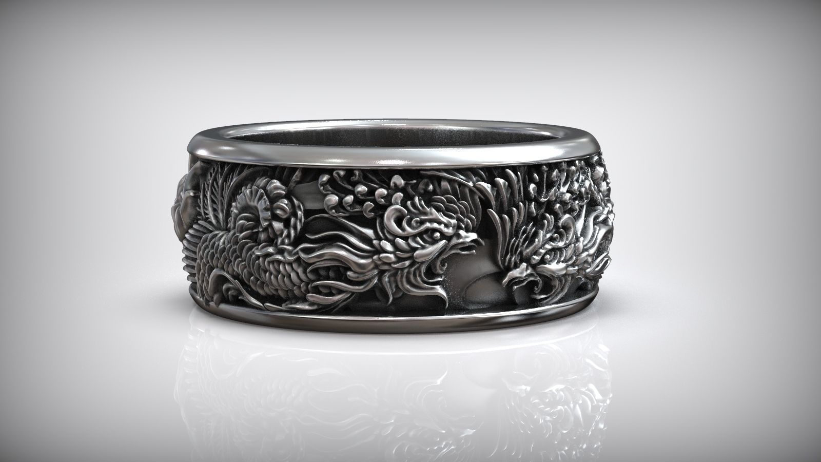 Basan Fire Bird Japanese Mythology Traditional Ornament Ring 3D model ...