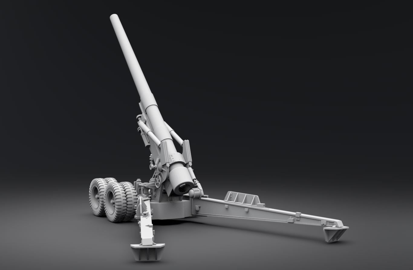 155mm Long Tom Deployed Scale model 3D model 3D printable | CGTrader