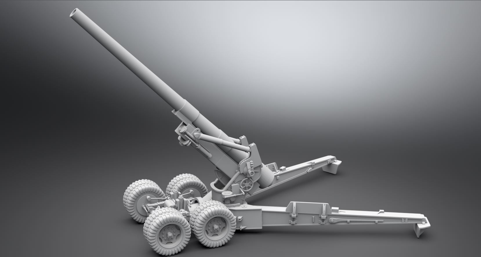155mm Long Tom Deployed Scale model 3D model 3D printable | CGTrader