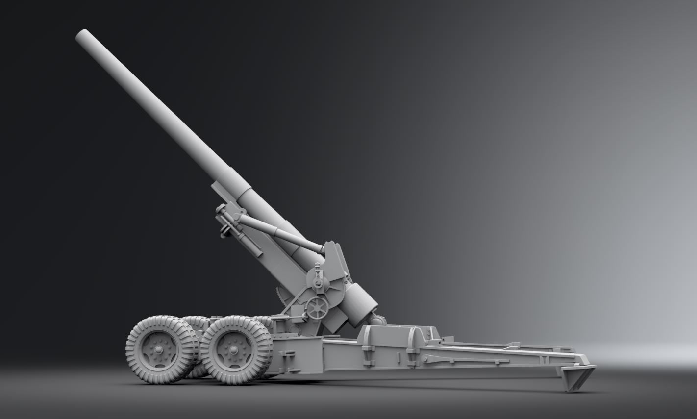 155mm Long Tom Deployed Scale model 3D model 3D printable | CGTrader