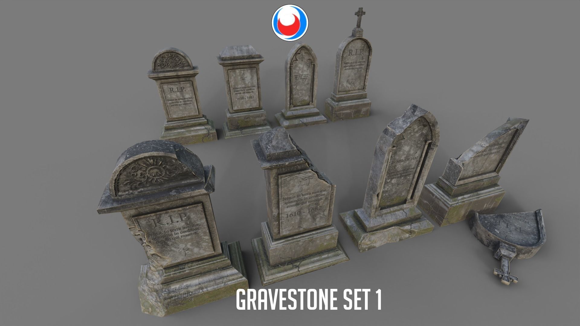 3D model Cemetery gravestone set 1 VR / AR / low-poly | CGTrader