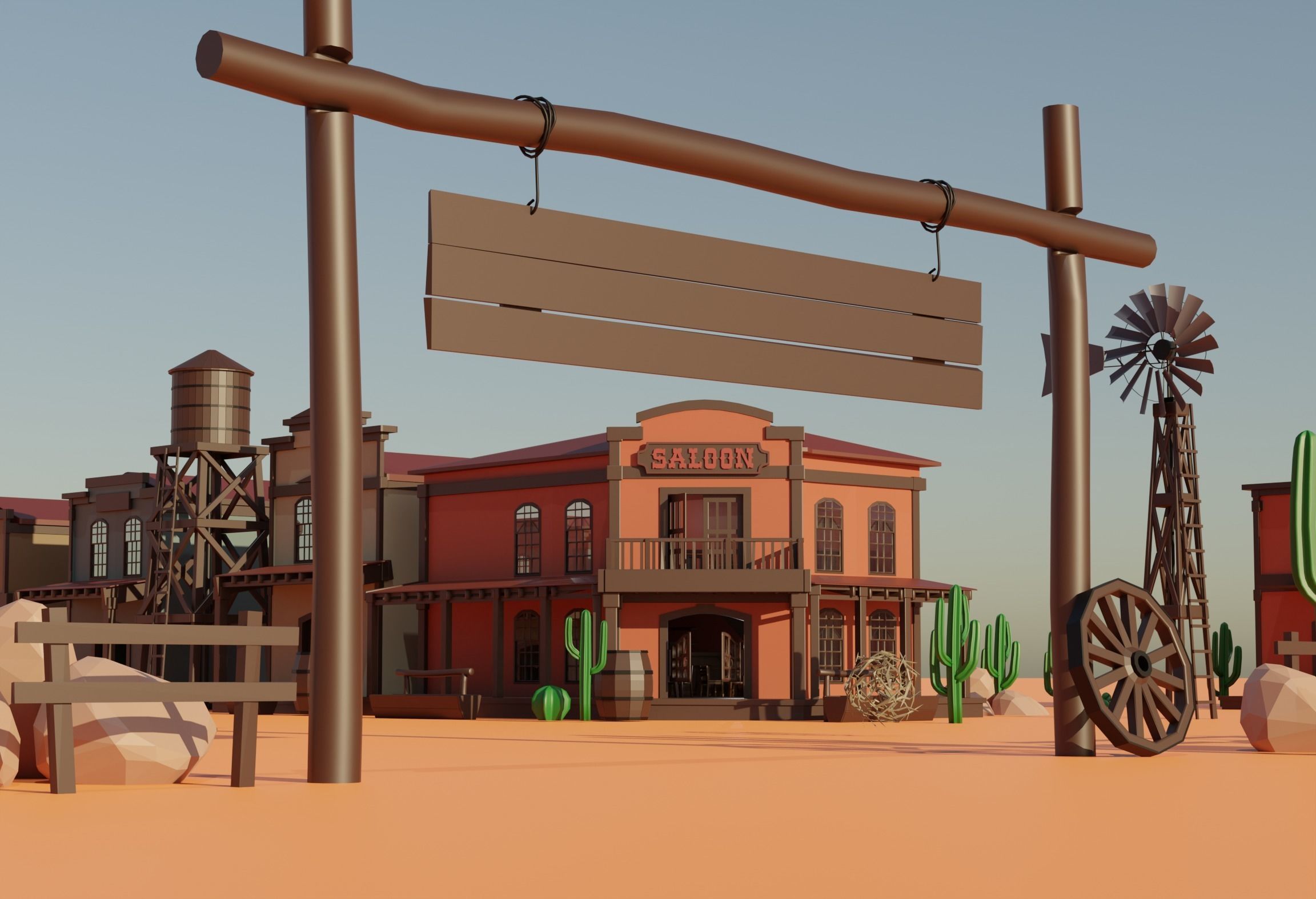 3D model Low Poly Wild West 3D Model Pack VR / AR / low-poly | CGTrader