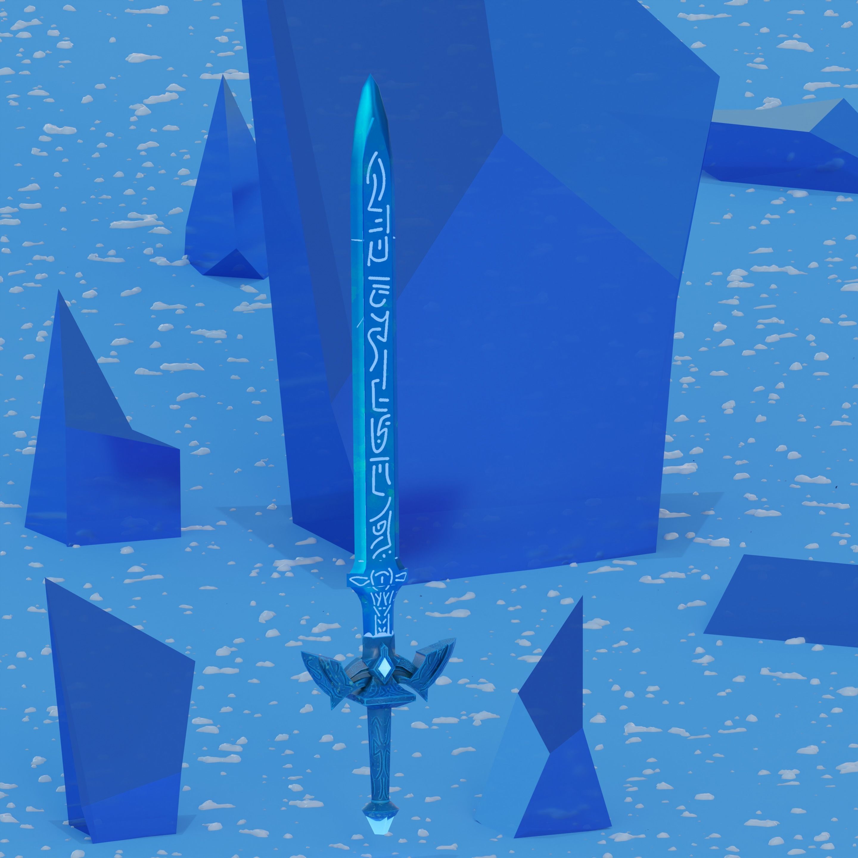 3D model Elemental Sword-Frozen Heart Diamond Sword VR / AR / low-poly ...