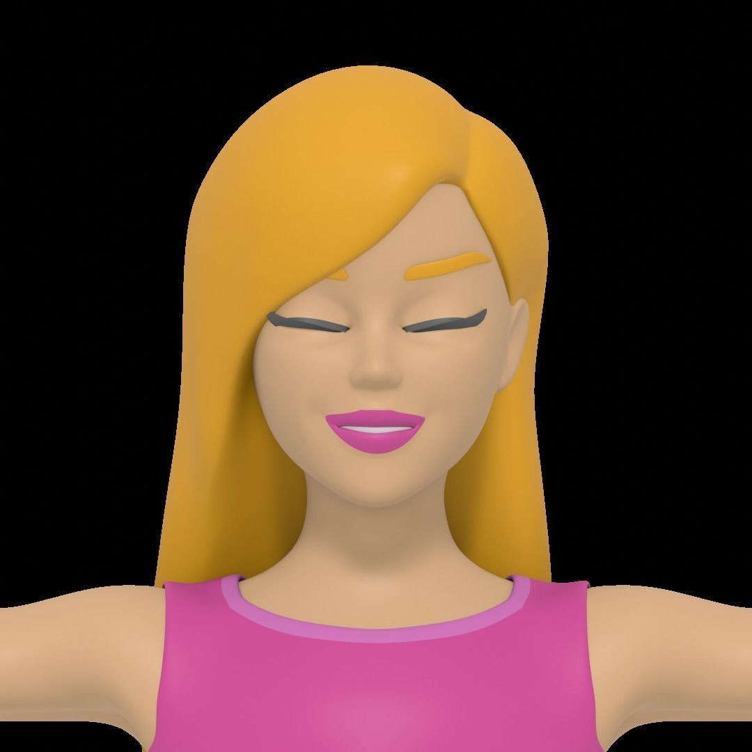 3D model Barbie style Low poly girl model game ready VR / AR / low-poly ...
