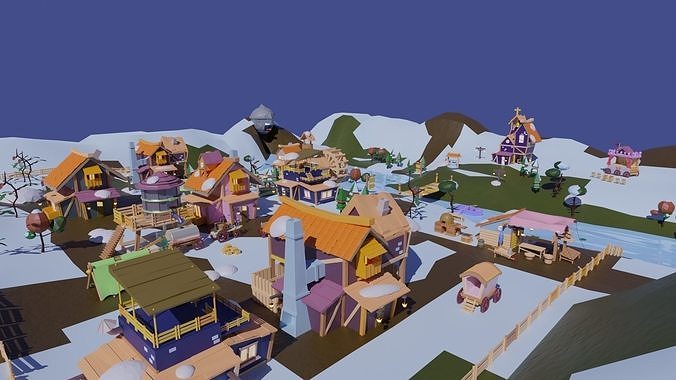 3D model Village Pack-Flexible Modular VR / AR / low-poly | CGTrader