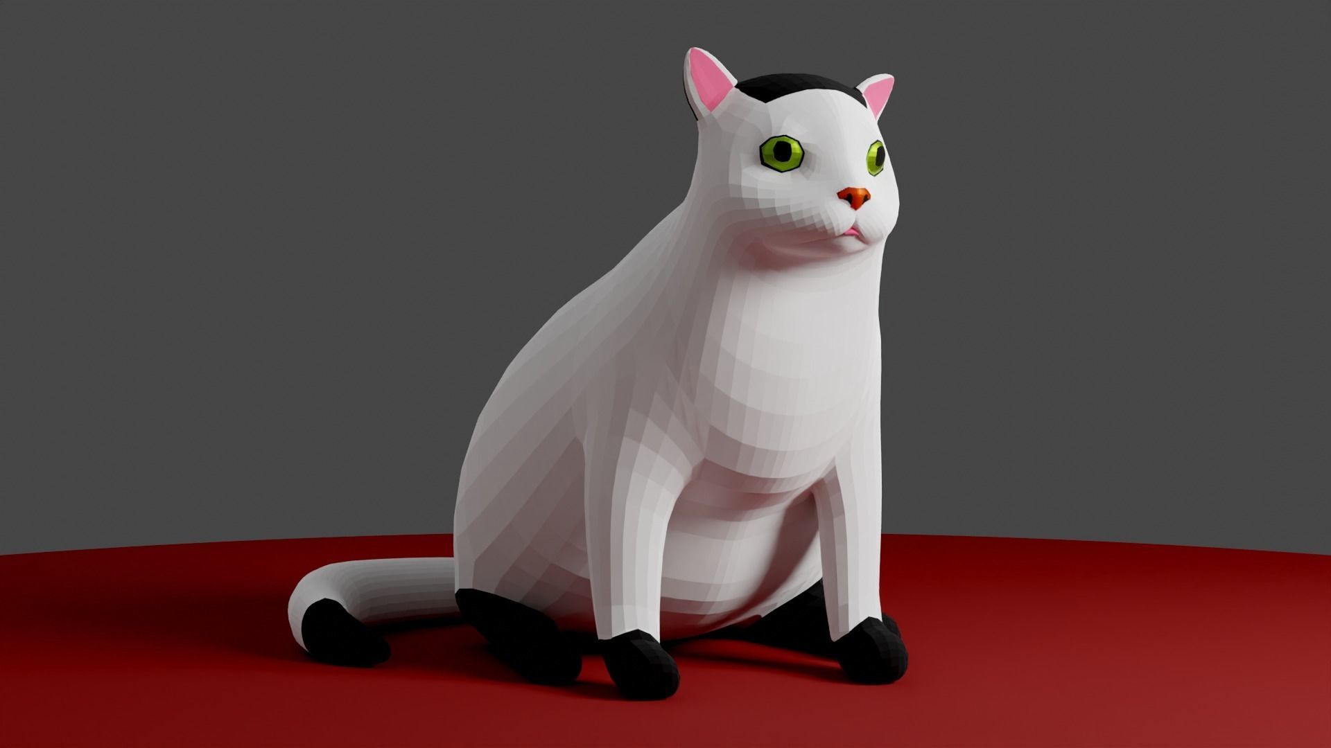 3D model Funny fat CAT Eric with tongue and fringe VR / AR / low-poly ...