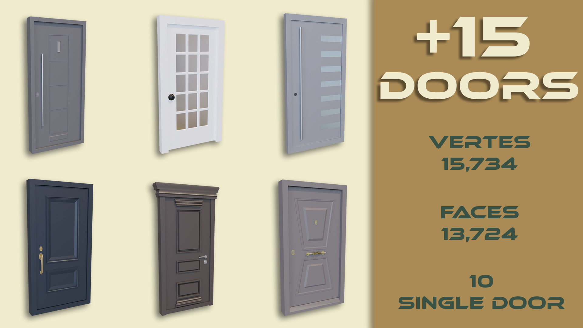 15 Doors Pack - GameReady And LowPoly free VR / AR / low-poly 3D model | CGTrader