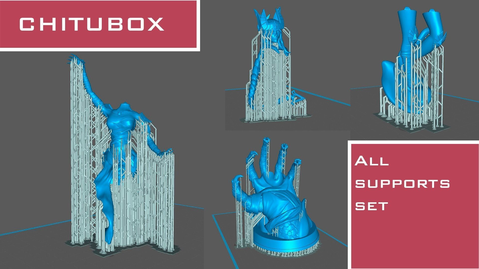 3D Print Ready women fantasy character model supports are set free 3D ...