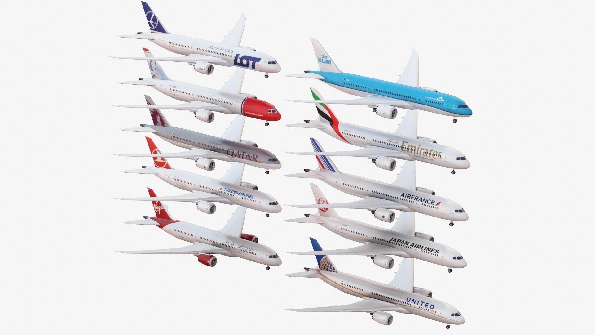 3D model Bundle Boeing 787 Dreamliner 10 Pack VR / AR / low-poly | CGTrader