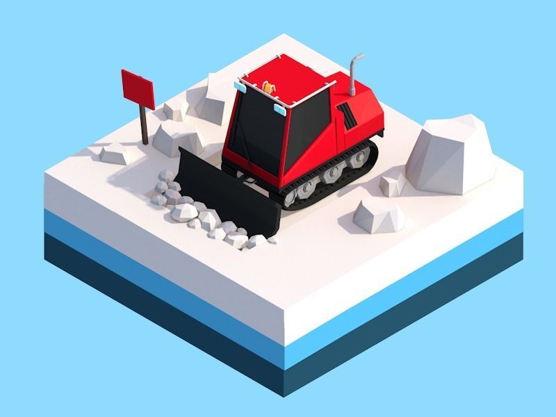 Cartoon Low Poly Toy Snowcat Illustration free VR / AR / low-poly 3D ...