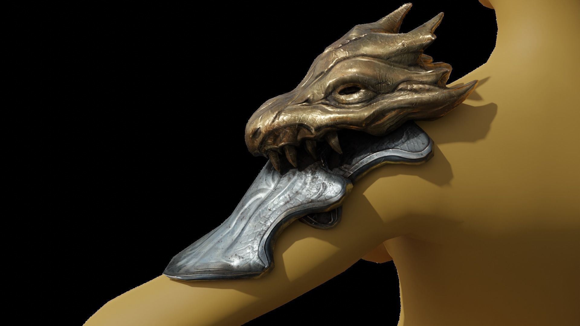 3D model Dragon shoulder armor spirit for game VR / AR / low-poly ...