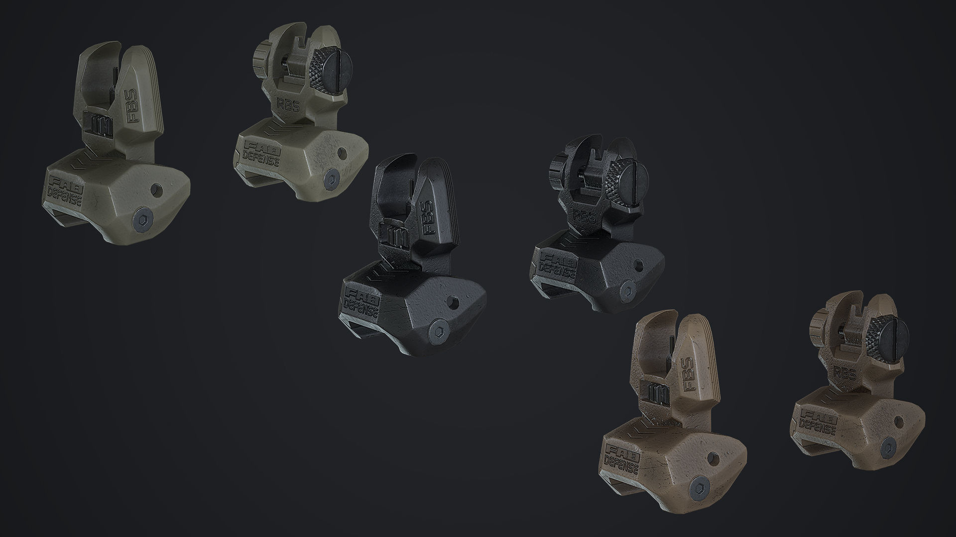 3D model FAB Defense Flip Rear Sight VR / AR / low-poly | CGTrader