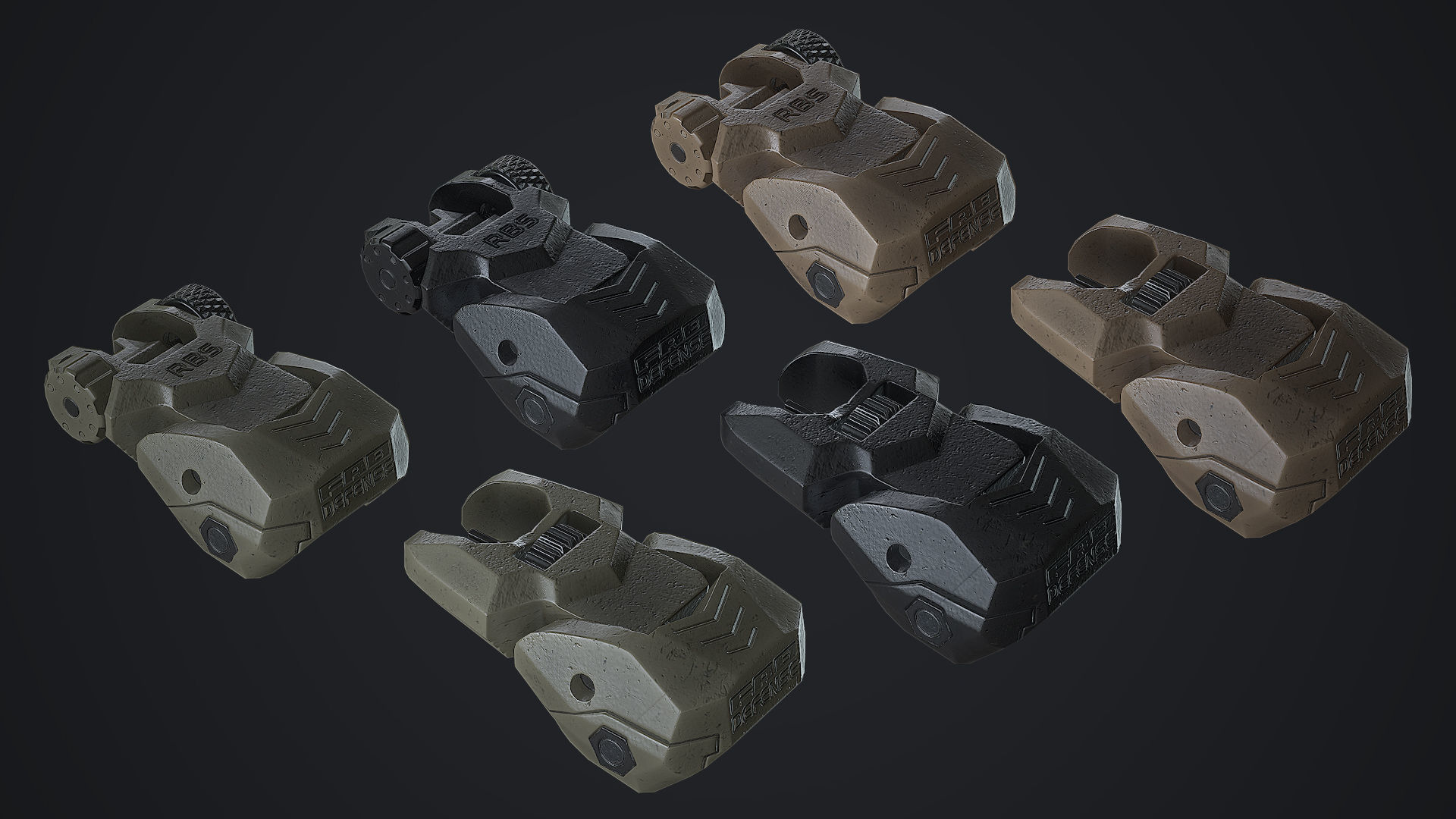 3D model FAB Defense Flip Rear Sight VR / AR / low-poly | CGTrader