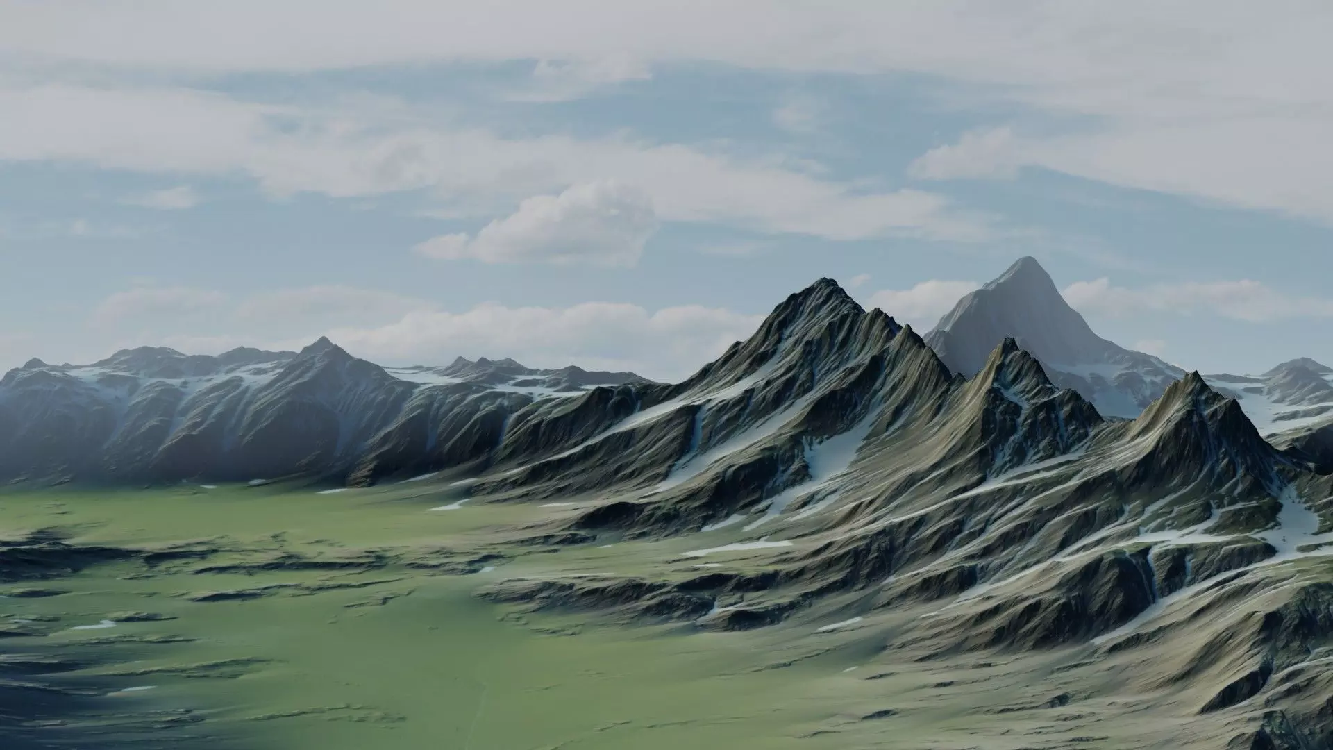 Snow Mountains Valley Landscape 3D model | CGTrader