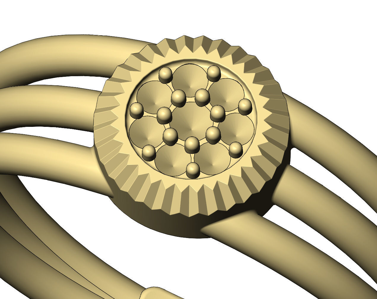 Fluted diamond triple wire band US sizes 5to9 3D model 3D printable ...