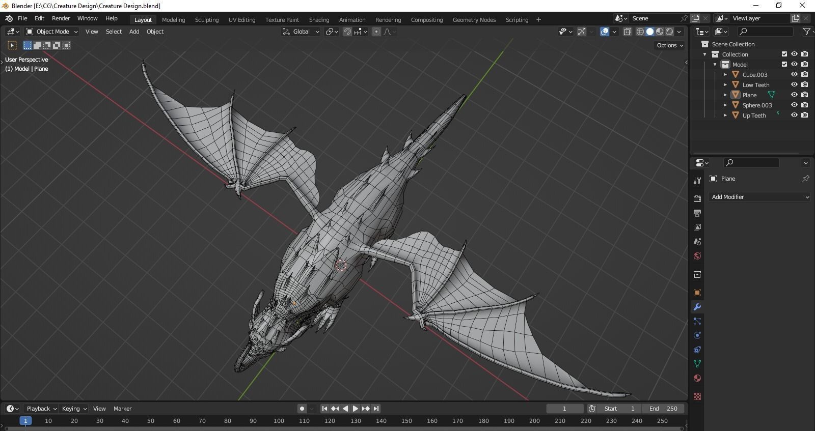 3D model Creature Design Wolf Dragon VR / AR / low-poly | CGTrader