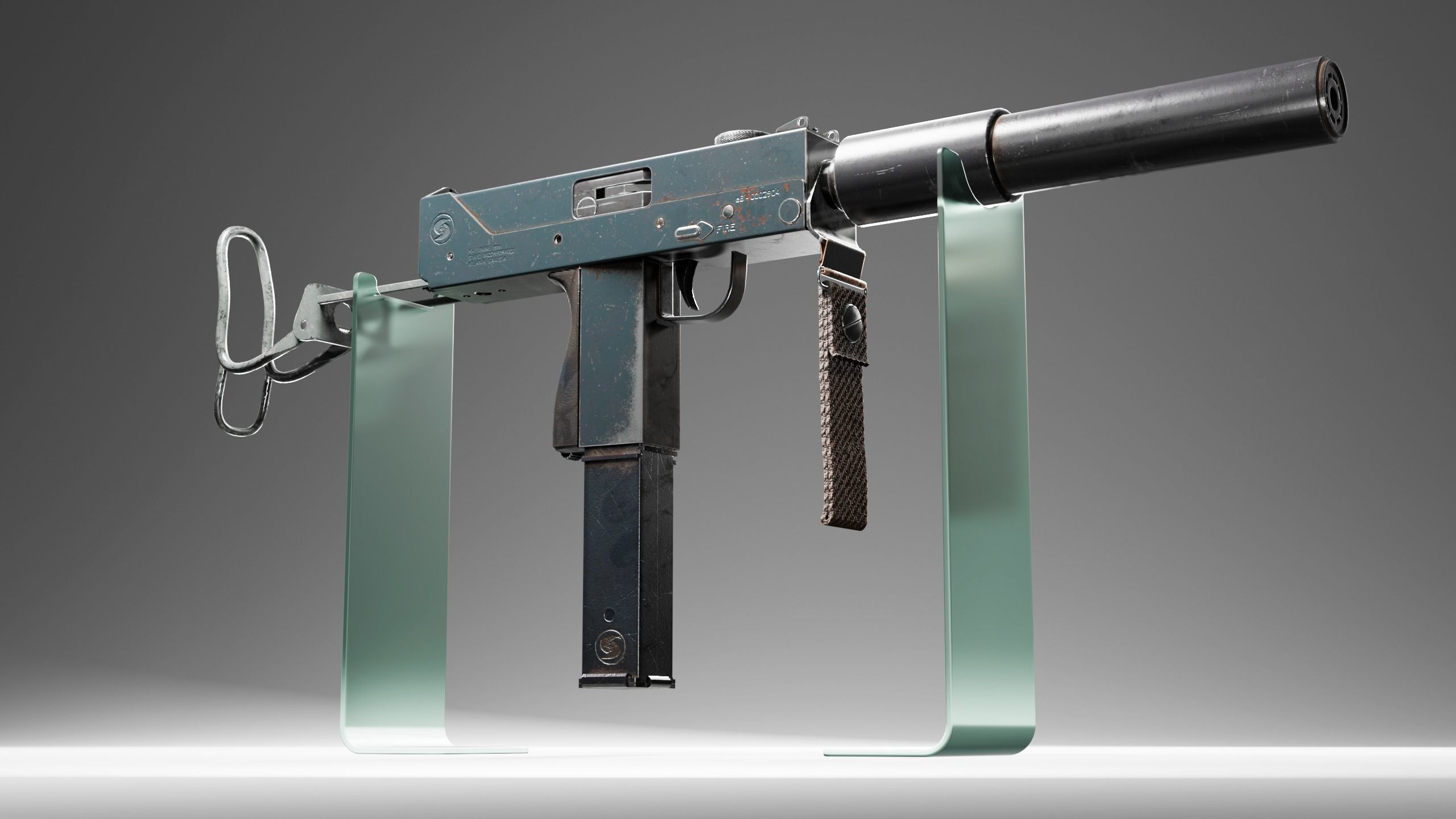 3D model Ingram MAC-11 with plastic magazine and supressor VR / AR ...