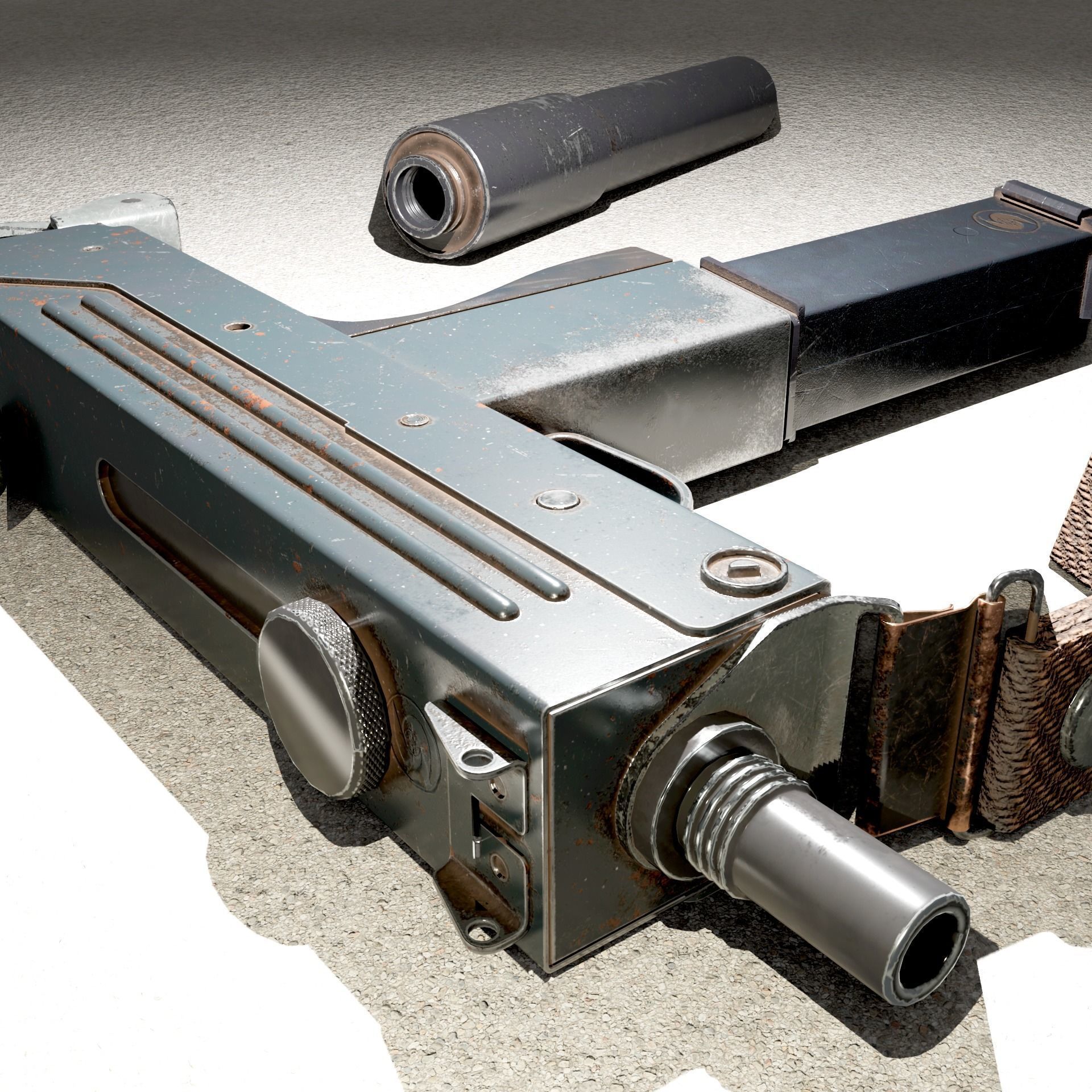3D model Ingram MAC-11 with plastic magazine and supressor VR / AR ...