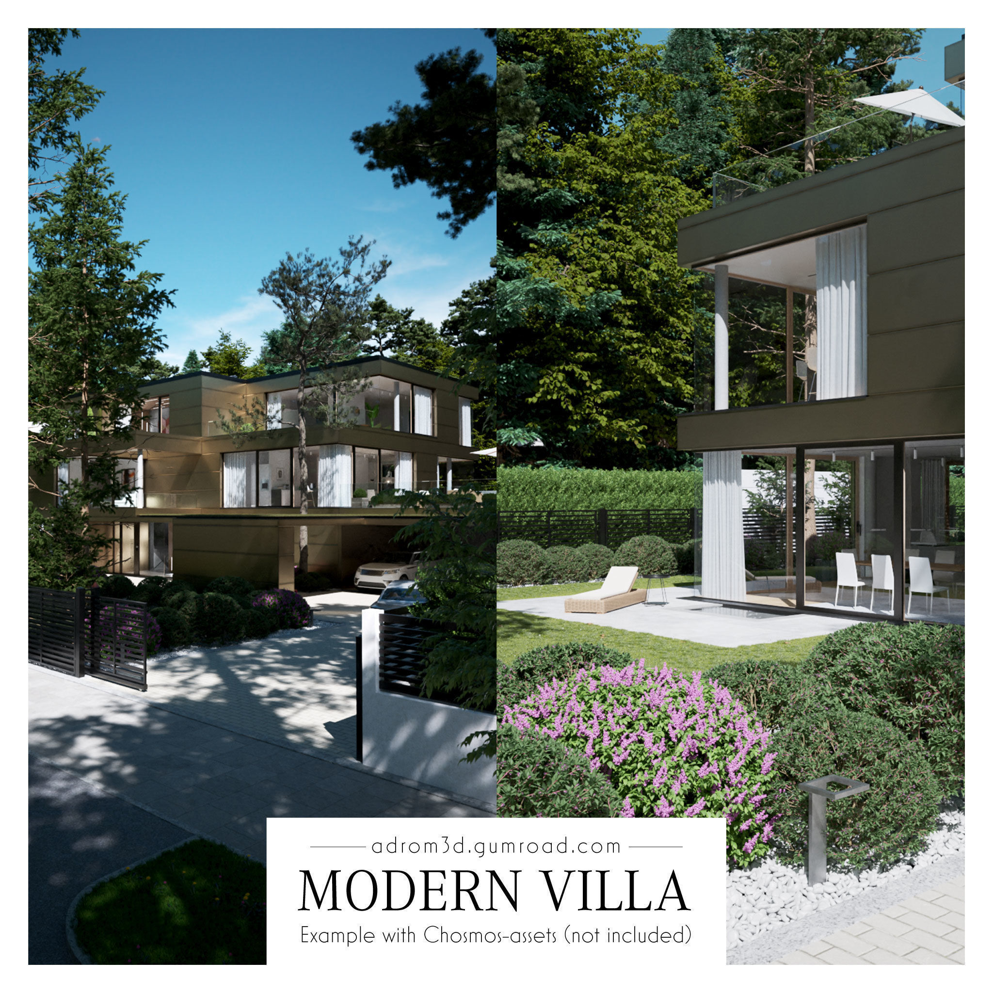 Modern Villa for Cinema 4D with Corona and V-Ray 3D model | CGTrader