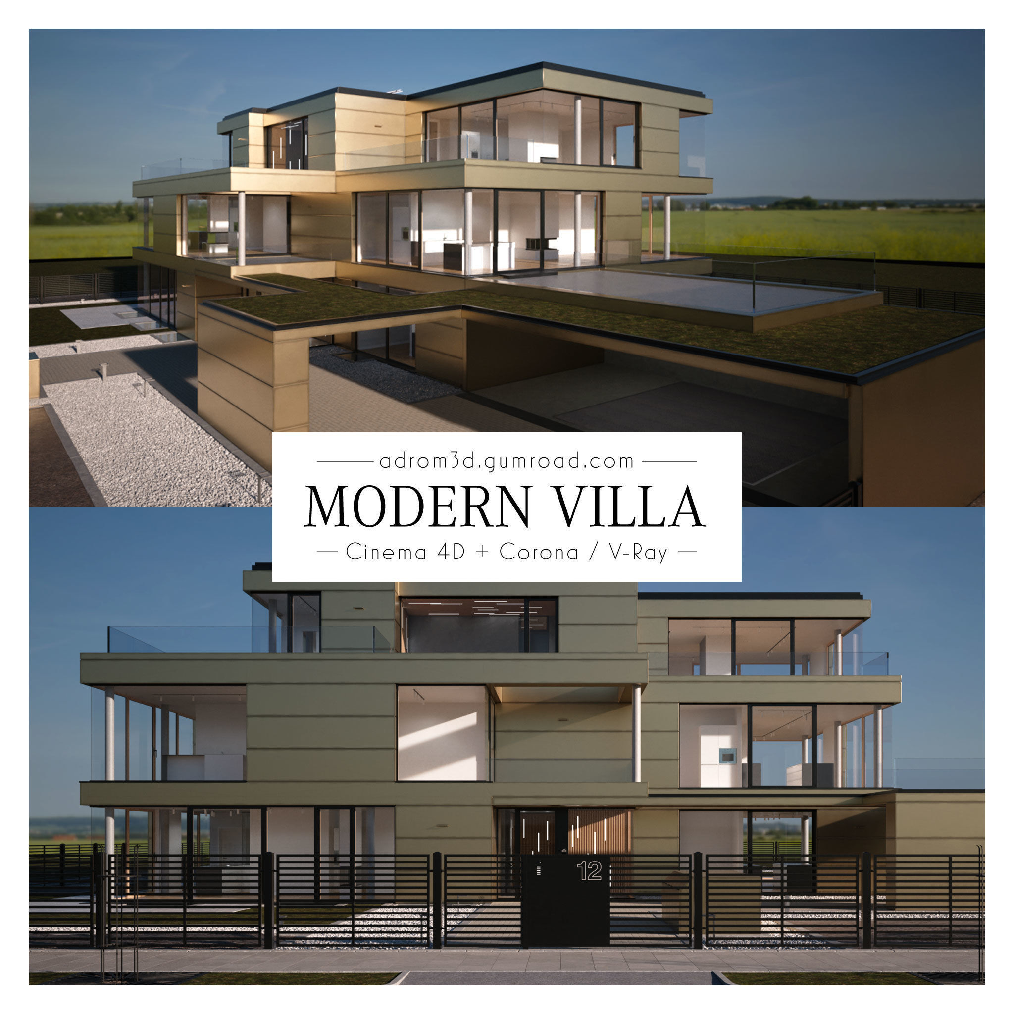 Modern Villa for Cinema 4D with Corona and V-Ray 3D model | CGTrader