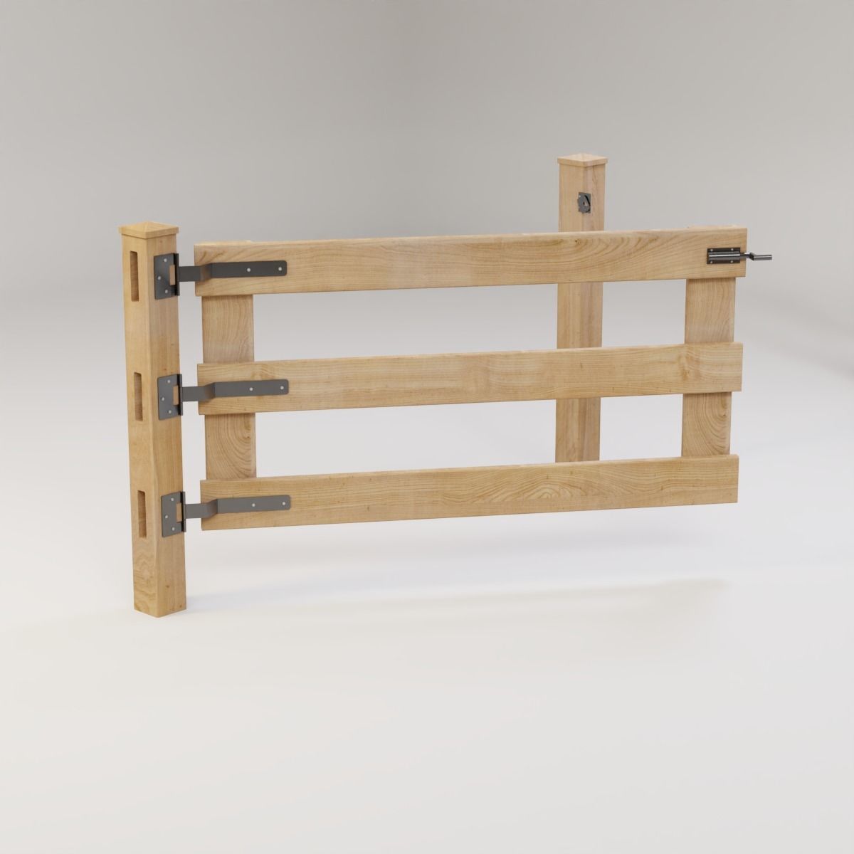 3D model Modular Fence Gate - 3-Rail Estate Fence Gate VR / AR / low ...