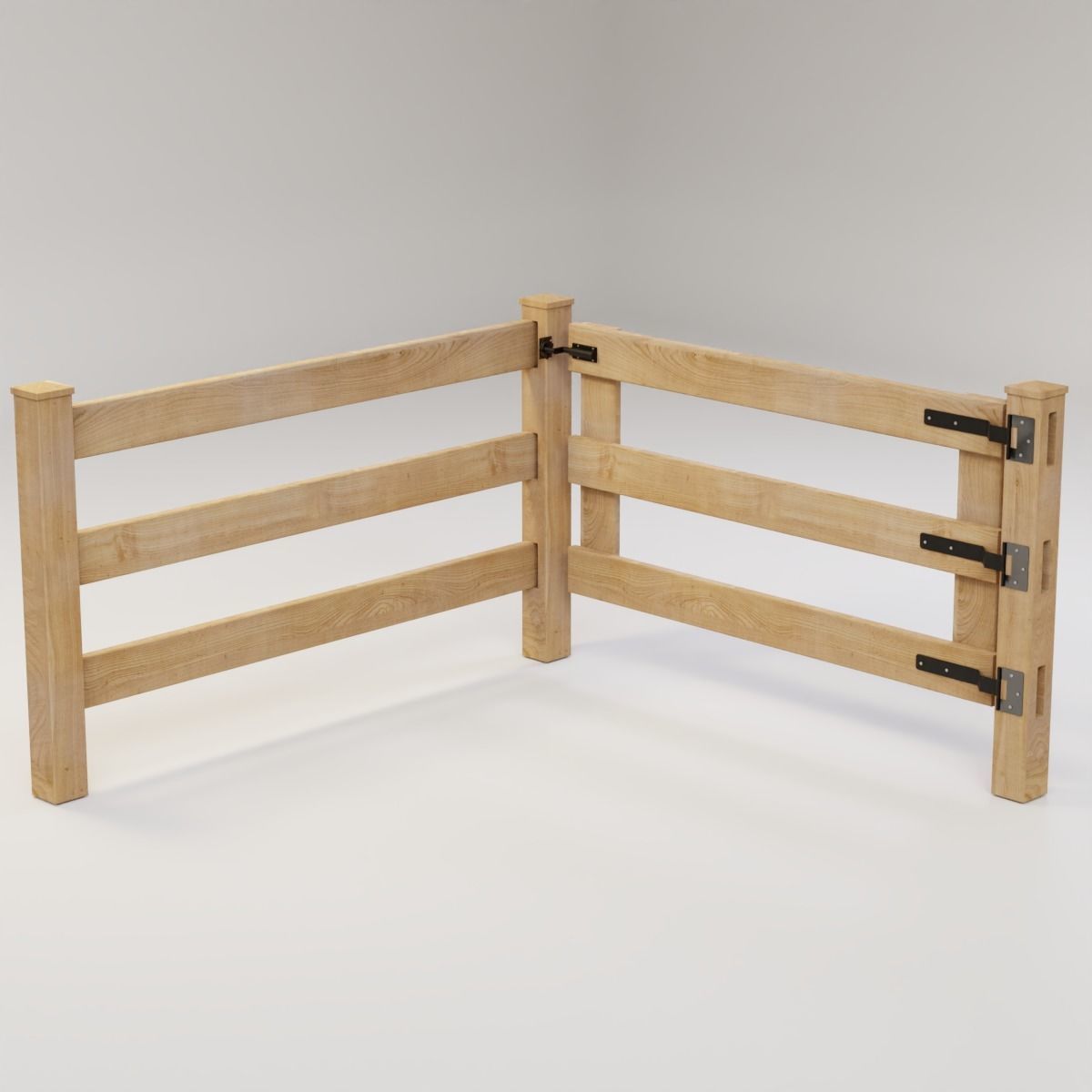 3D model Modular Fence Kit Pack - 3-Rail Estate Fence with Gate VR / AR ...