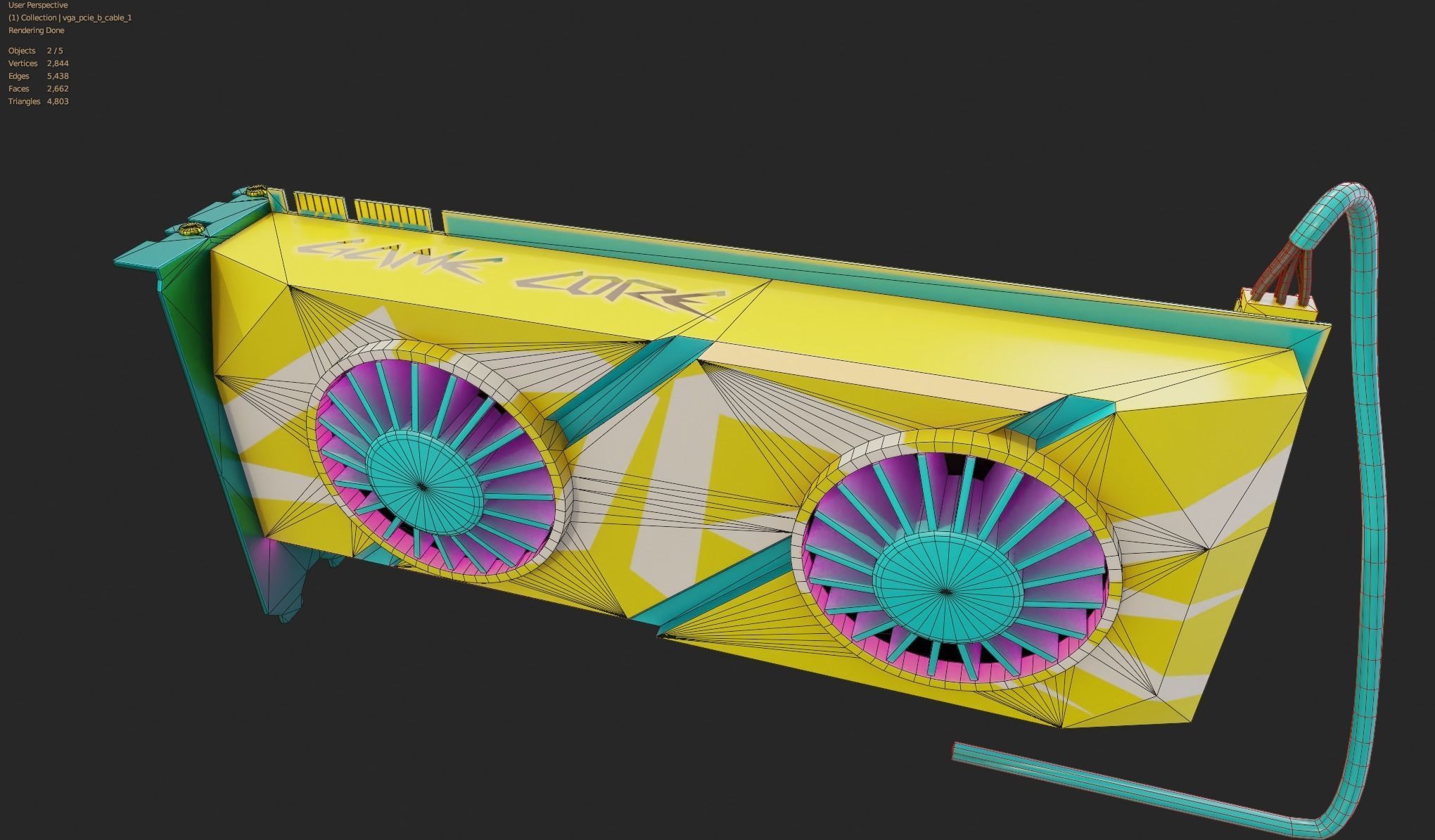 3D model Cyberpunk gpu video card vga theme colorful rgb light VR / AR ...